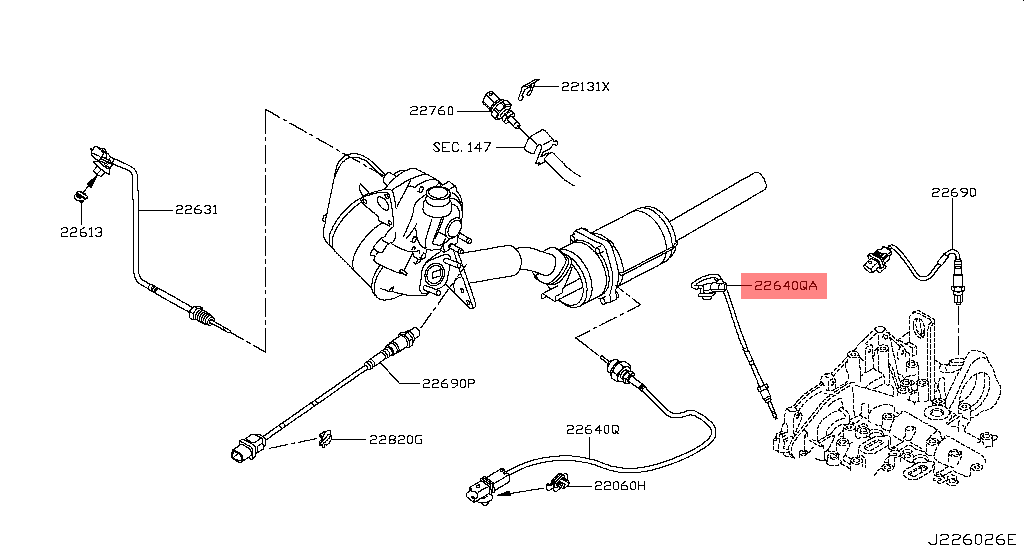 Nissan | Exhaust Gas Temperature Sensor | 2264000QAJ | GFN Parts