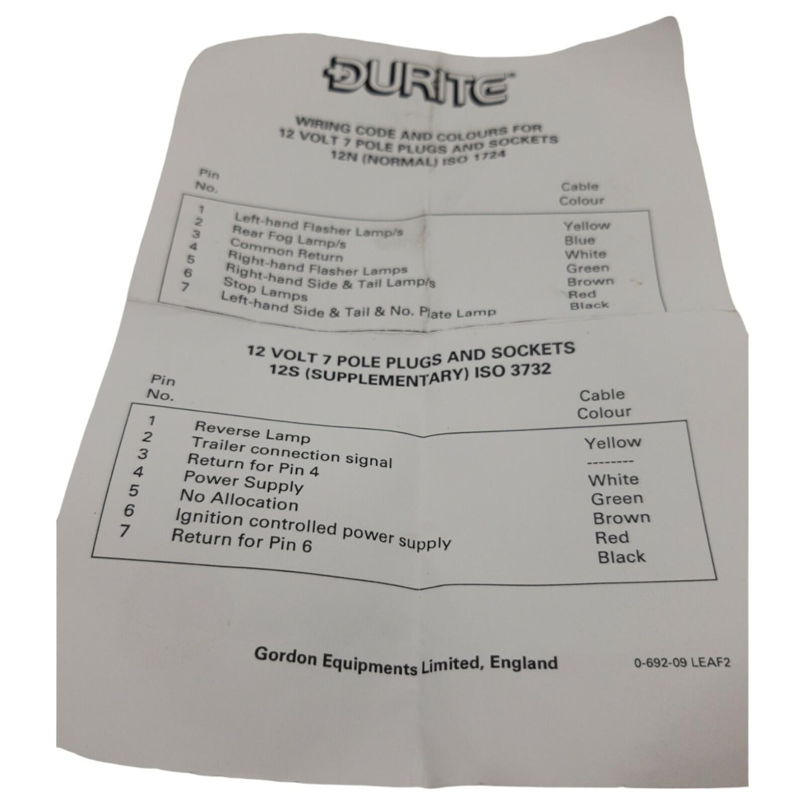 Durite 7-Pin 12V Tow Bar socket ISO 3732 2172338