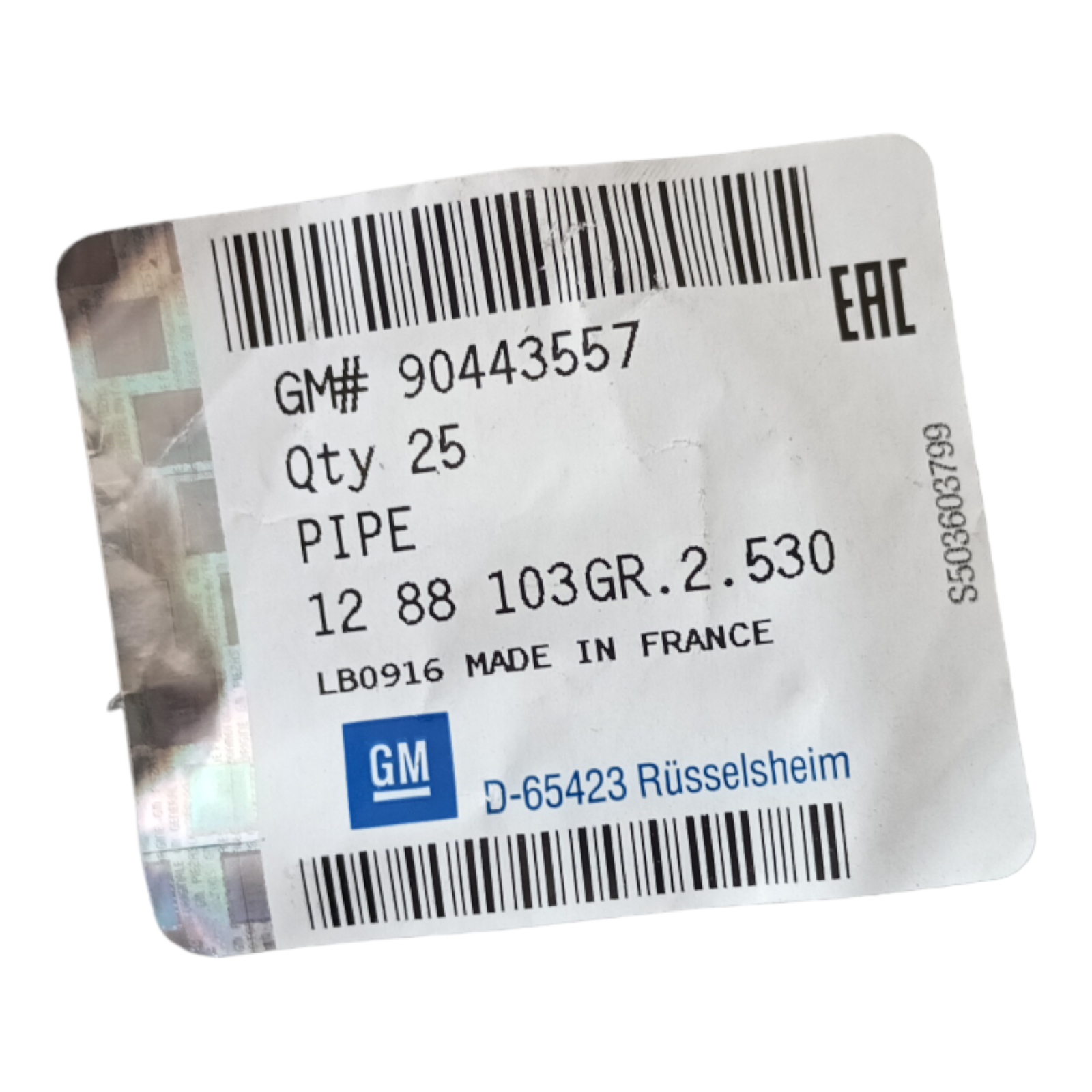 Vauxhall | 9.65mm Grooved Tube | 90443557 | GFN Parts