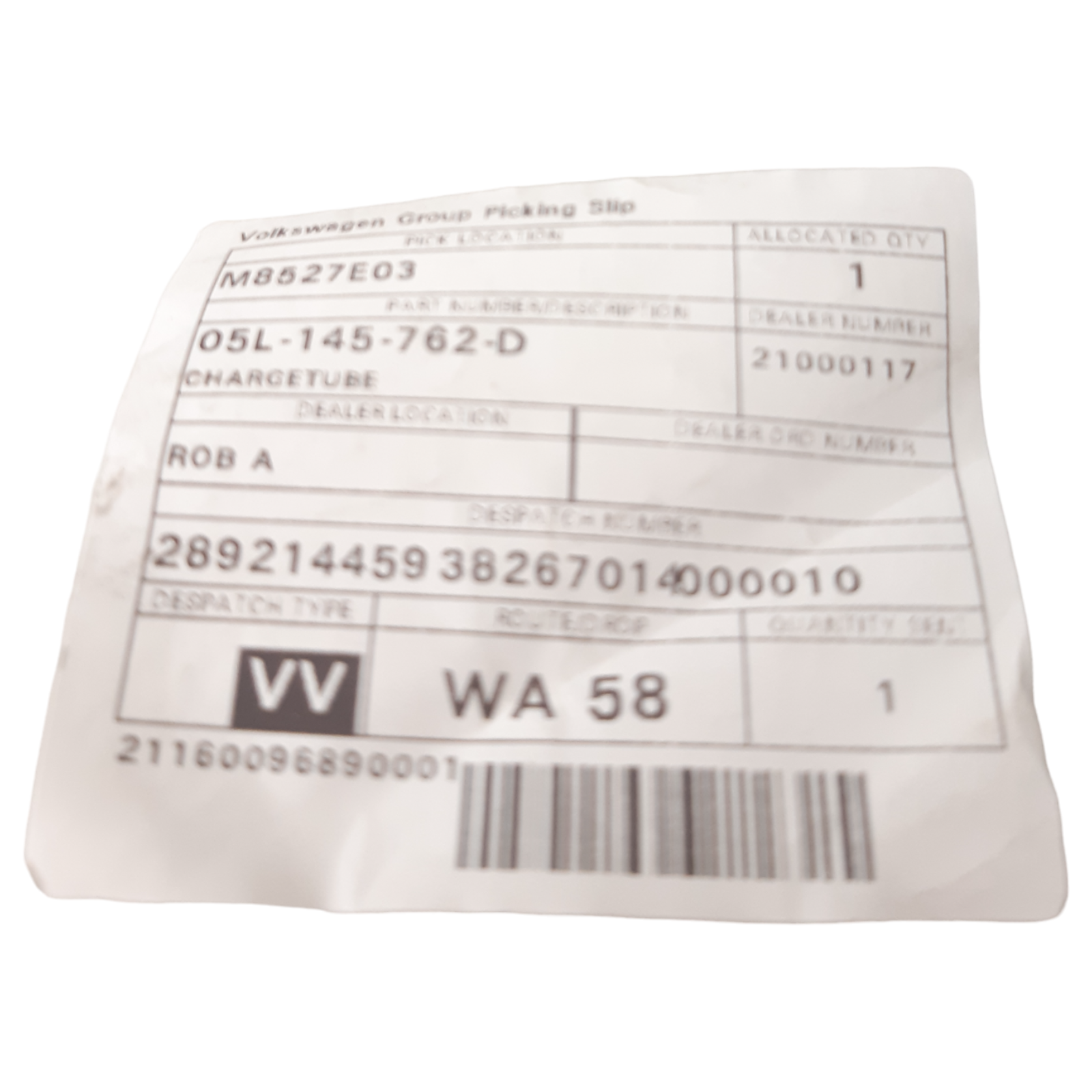 Genuine Audi SEAT Skoda Volkswagen Intercooler pipe 05L145762D | Genui