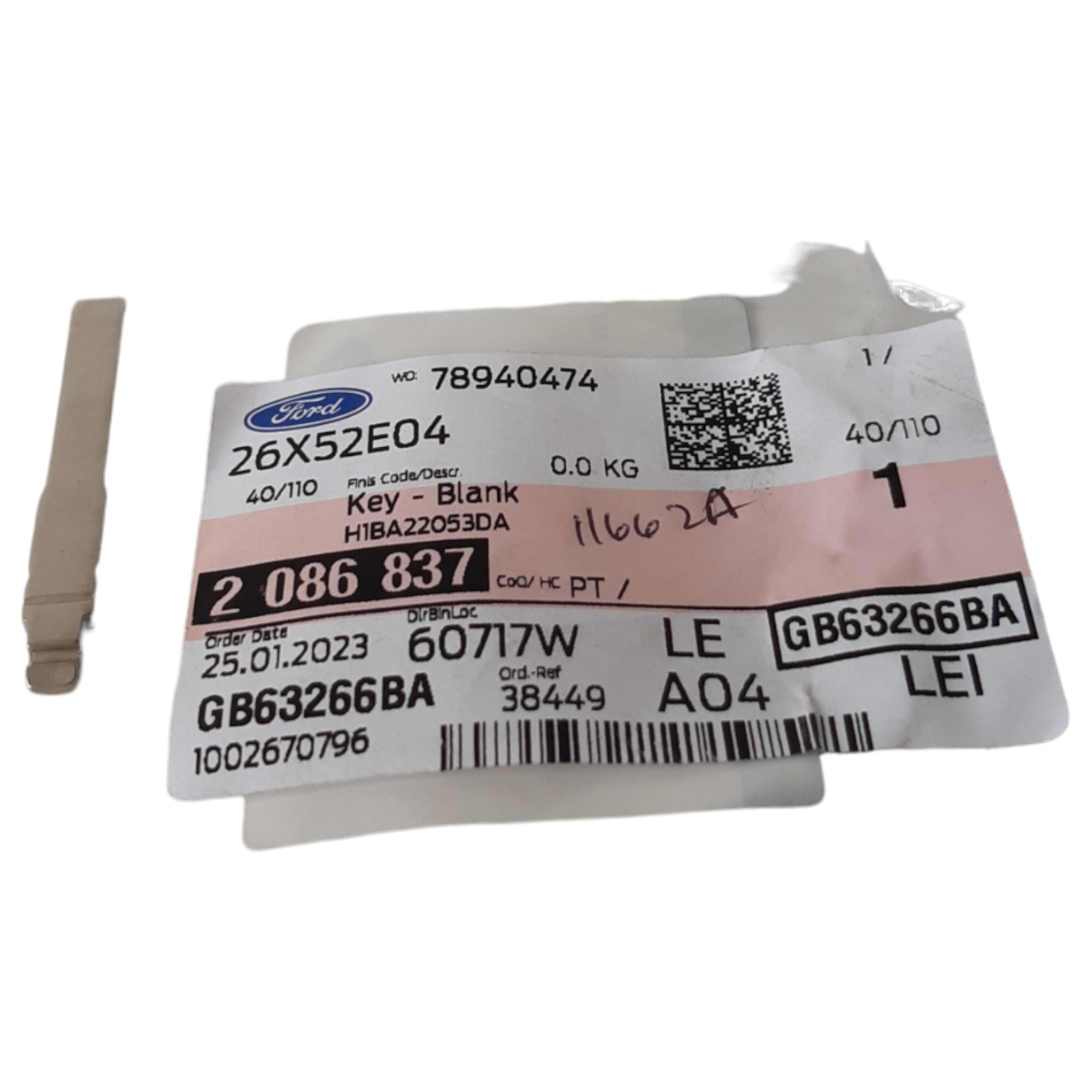 Genuine Ford Puma (CF7) Blank key blade 2086837