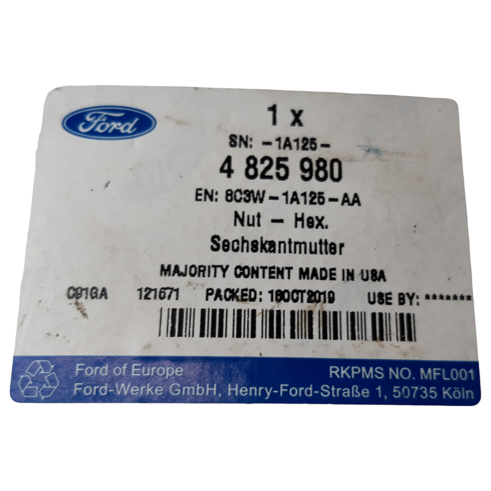 Genuine Ford Transit LH NS Rear hub nut 4825980