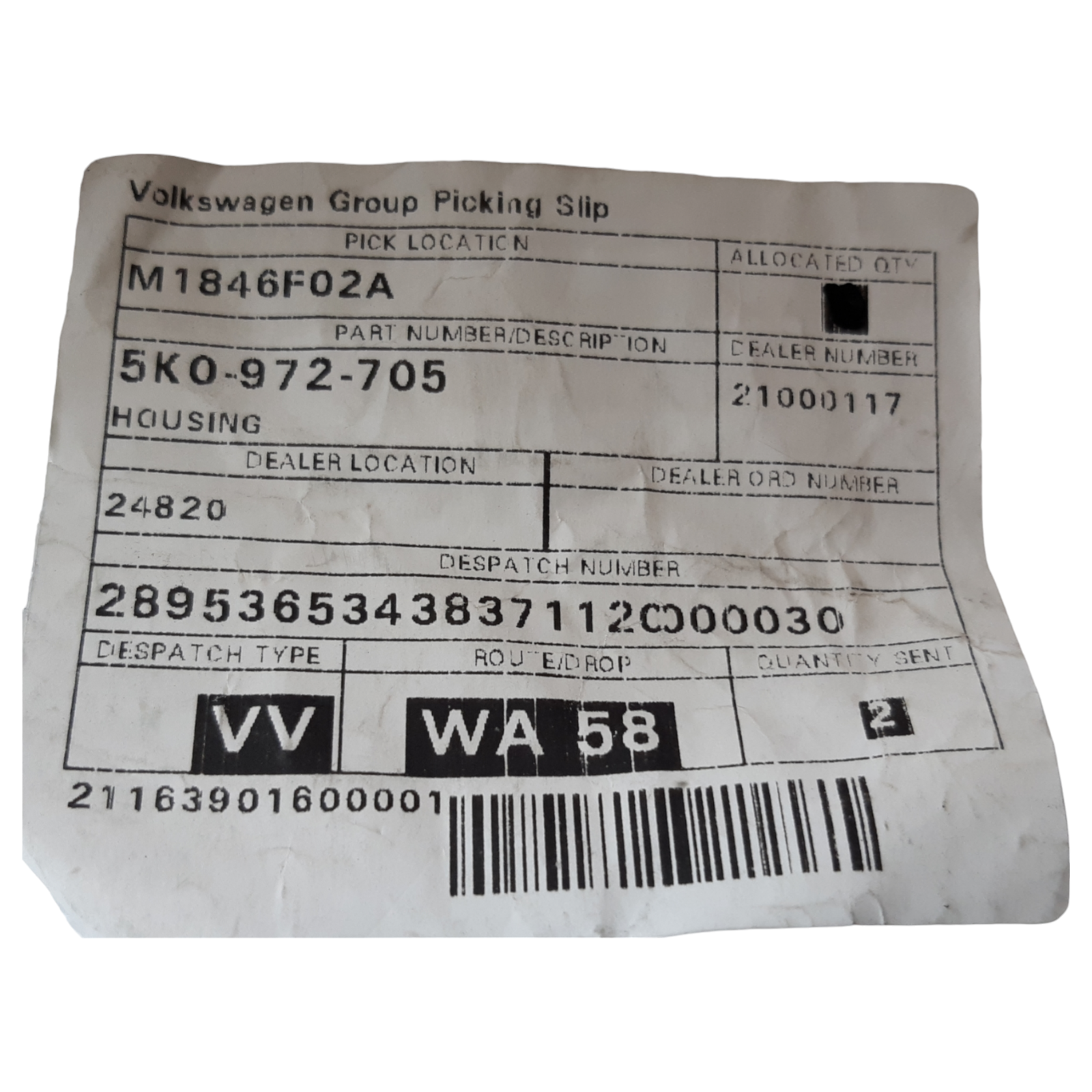 Genuine Volkswagen Rear Light Wiring Connector 5K0972705