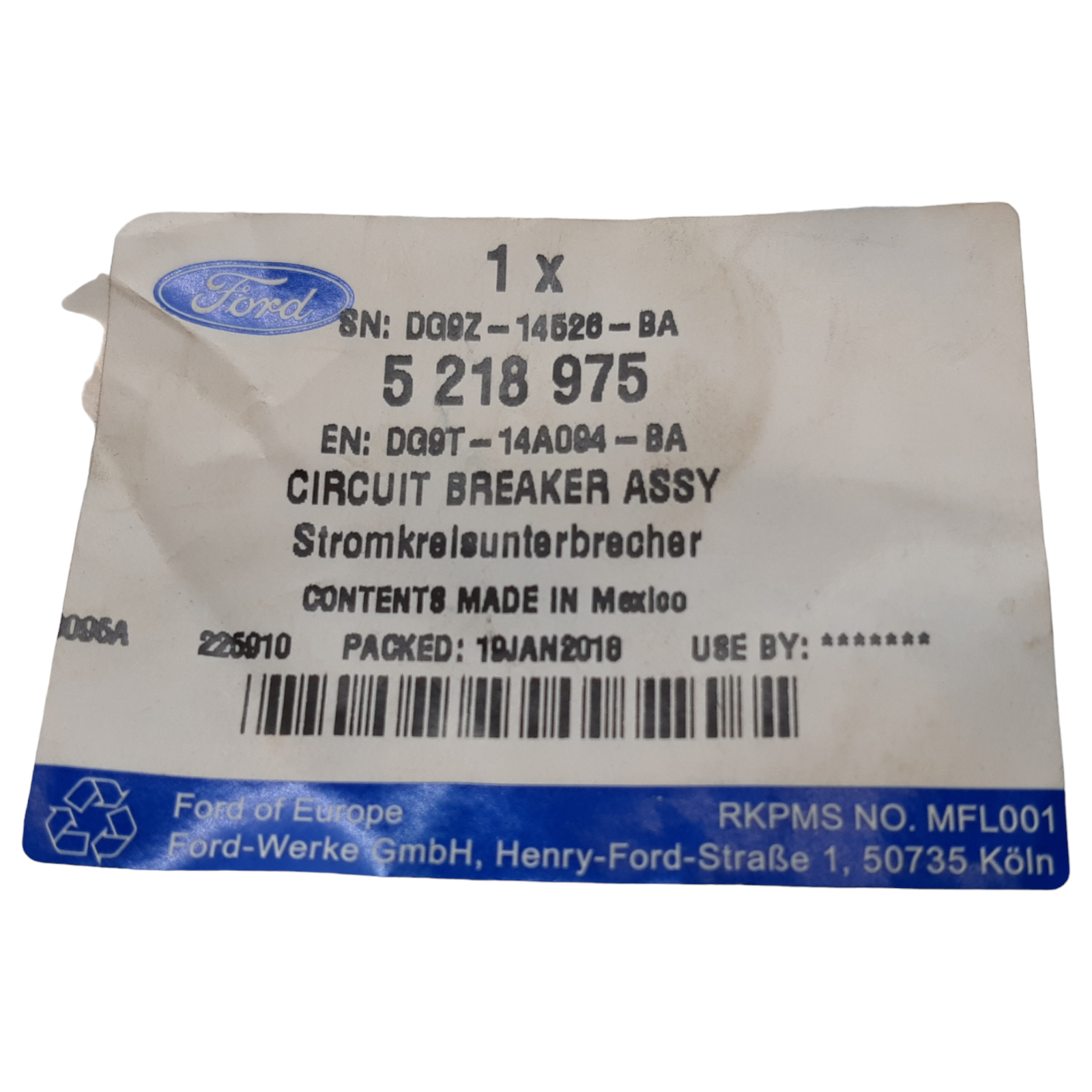 Genuine Ford 20A 32V Inline fuse circuit breaker 5218975