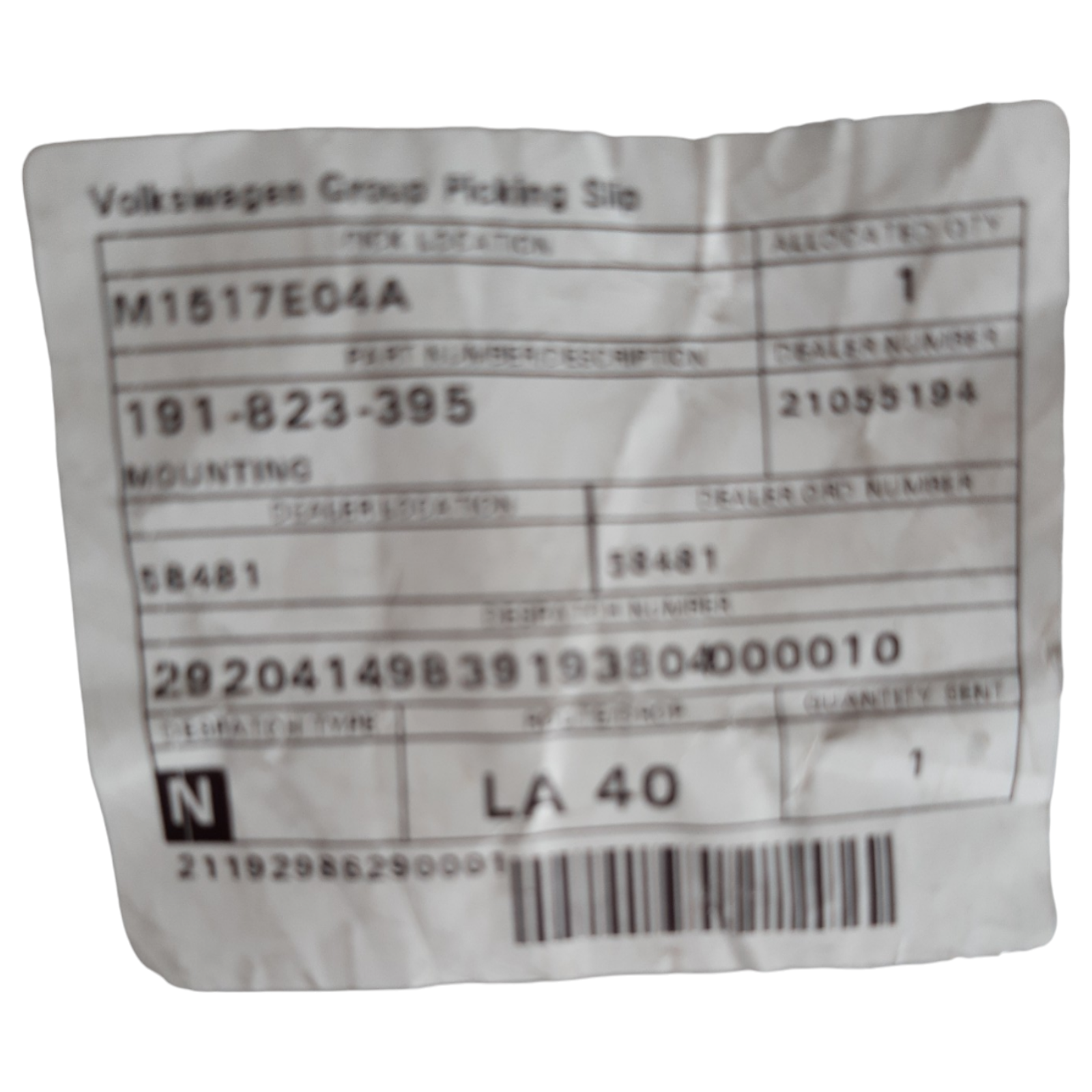 Genuine SEAT Skoda Volkswagen Bonnet stay grommet 191823395