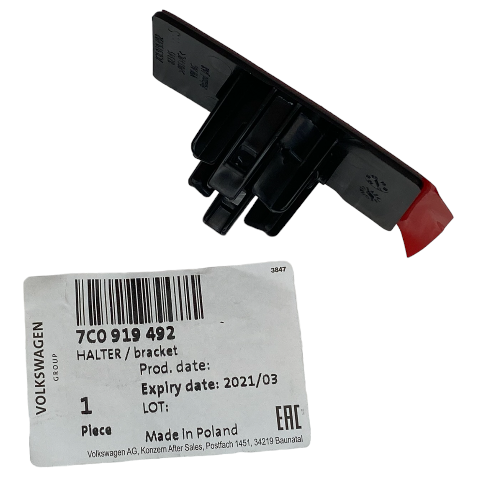 Genuine Volkswagen Crafter RH OS Rear parking sensor bracket 7C0919492