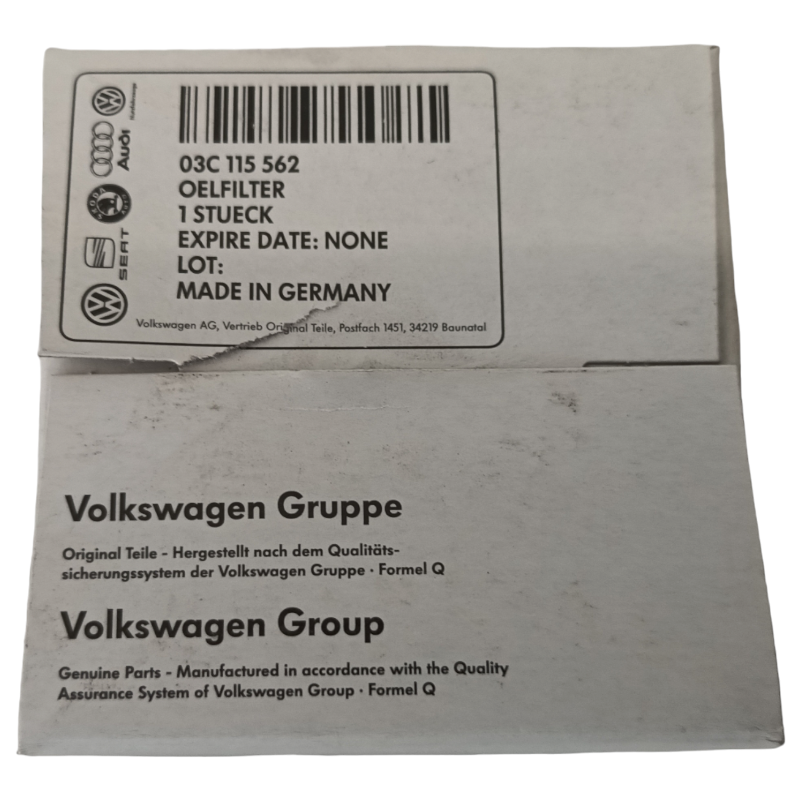 Genuine Audi SEAT Skoda Volkswagen Oil filter 03C115562