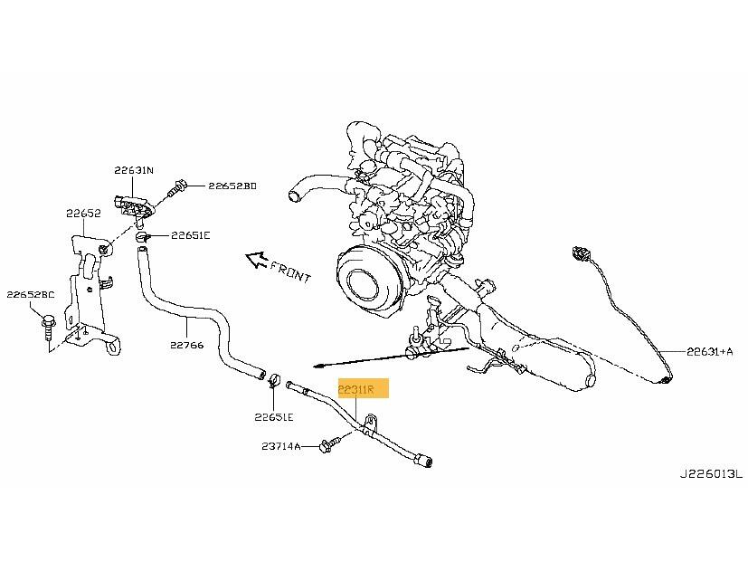 Genuine Nissan Qashqai (J10E) Pressure Sensor Inlet Pipe 22340BB30B