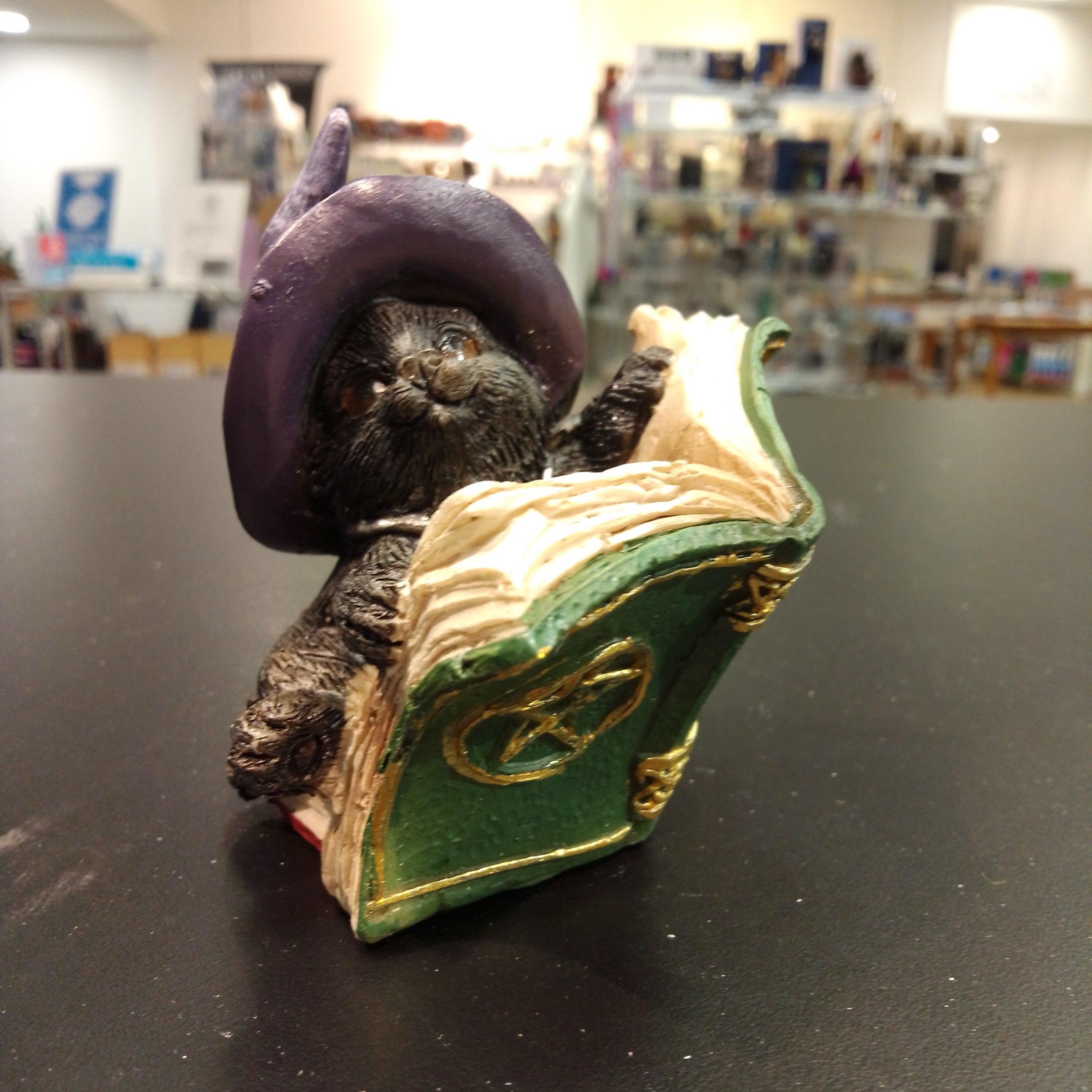 Kittys Grimoire Black Cat Spell Book Green Figurine