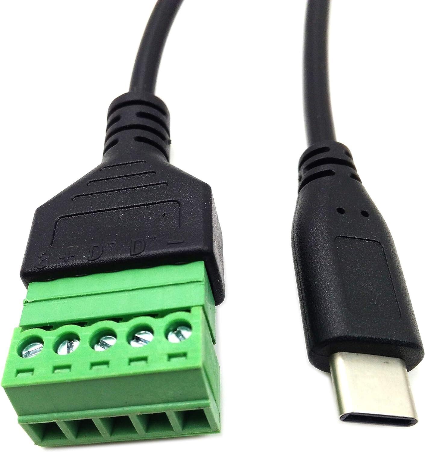 USB Type C Male to 5-Pin Screw Terminal Block Adapter