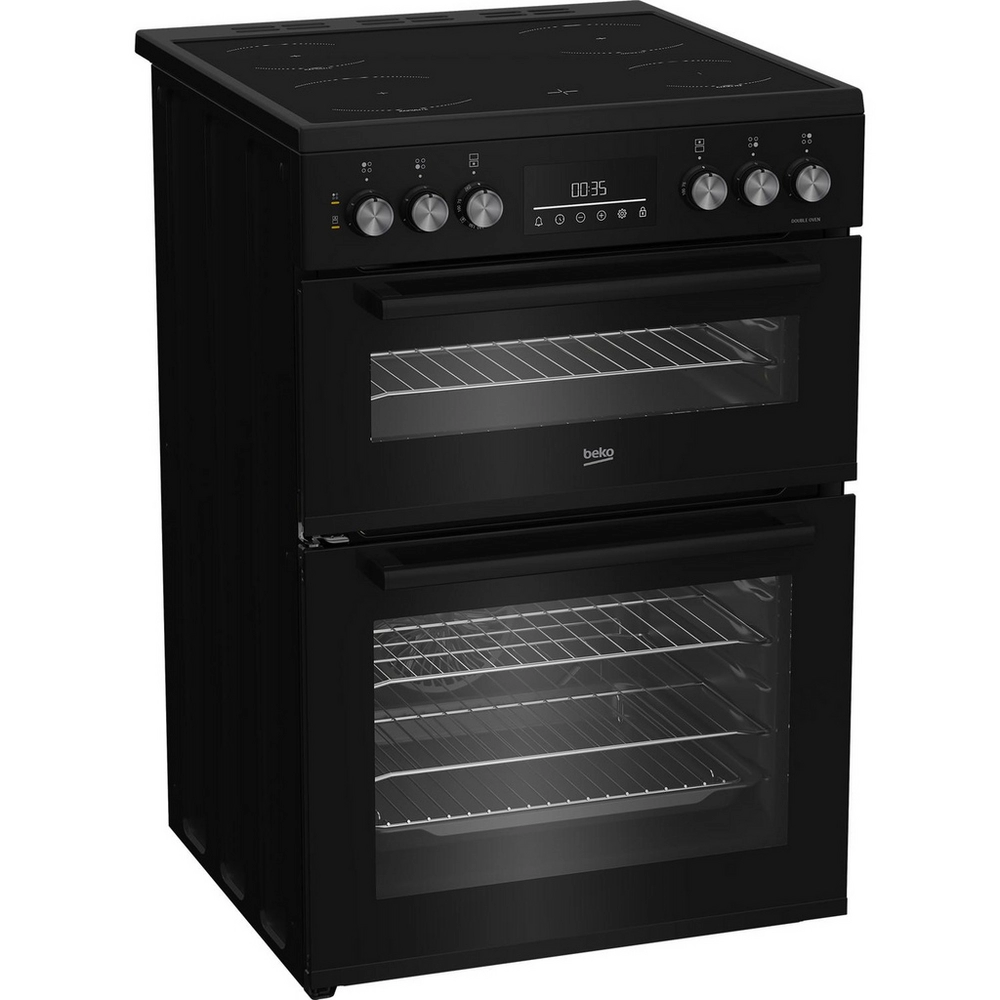 Beko EDC6731K 60cm Double Oven Electric Cooker with Ceramic Hob - Black