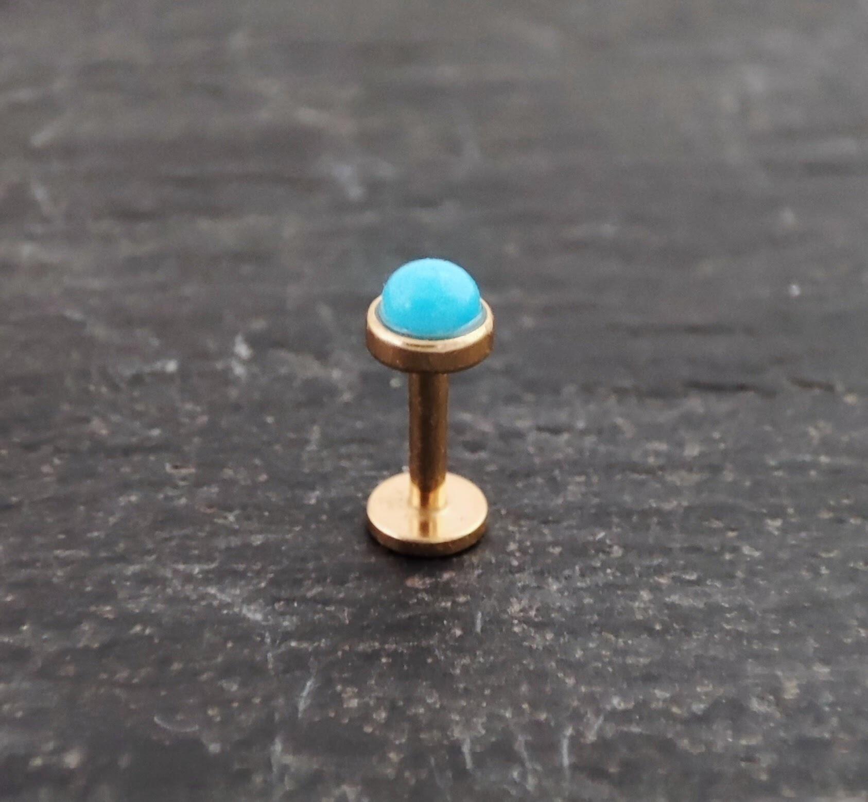 Arizona turquoise gold labret stud, surgical steel