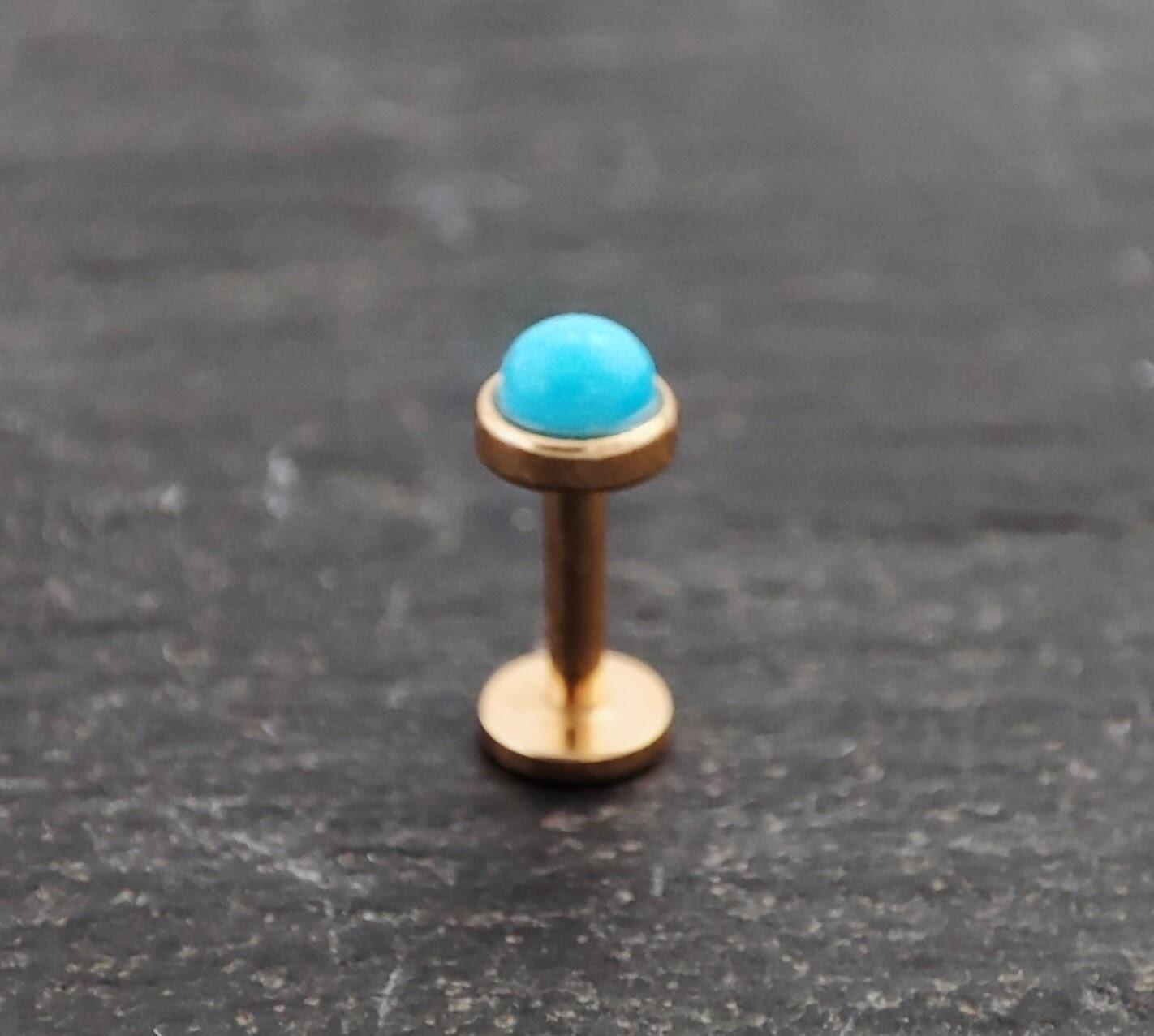 Arizona turquoise gold labret stud, surgical steel