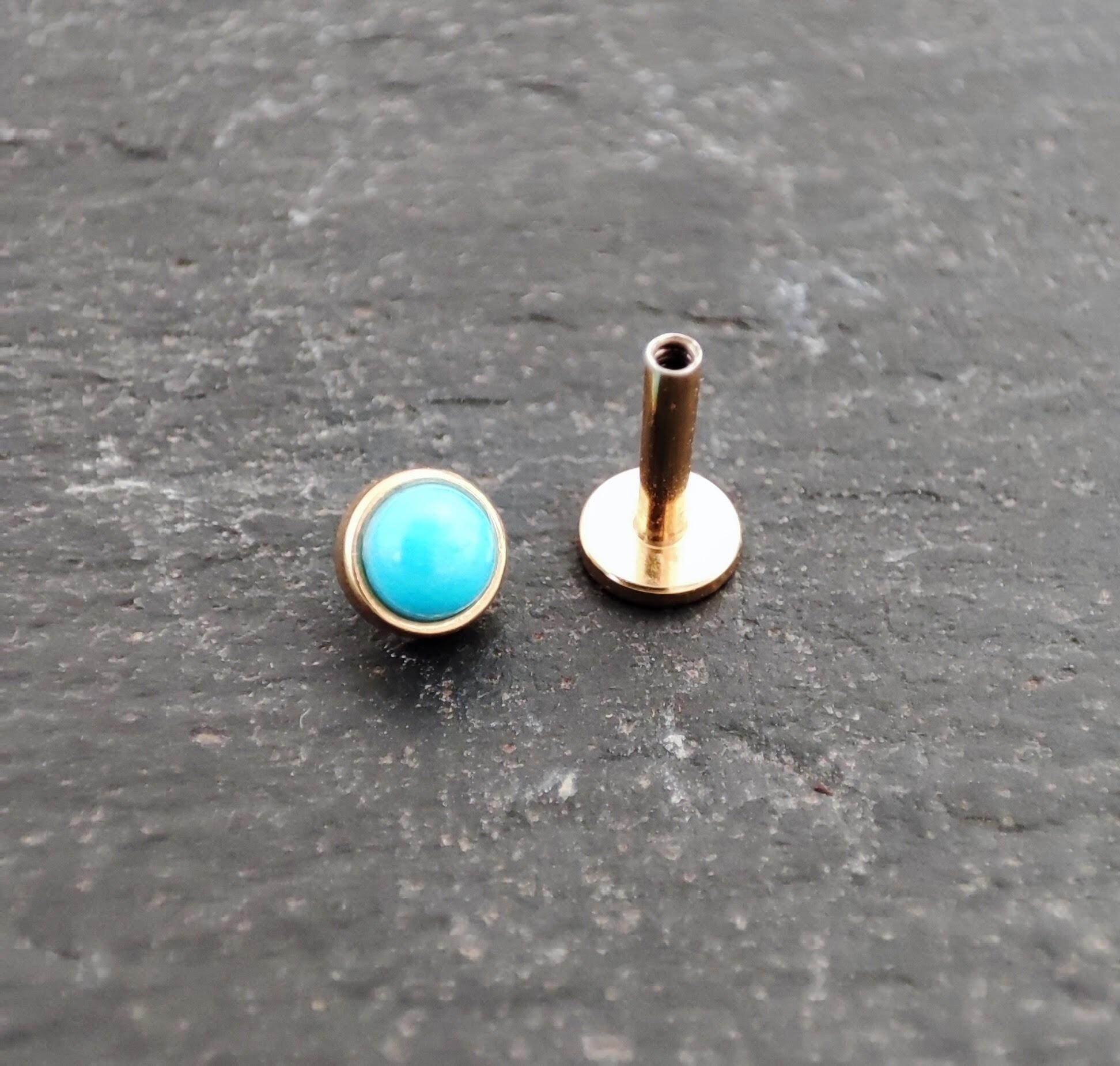 Arizona turquoise gold labret stud, surgical steel