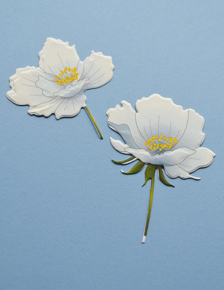 Memory Box - RUB103 White Anemone Rub On; Rub Ons