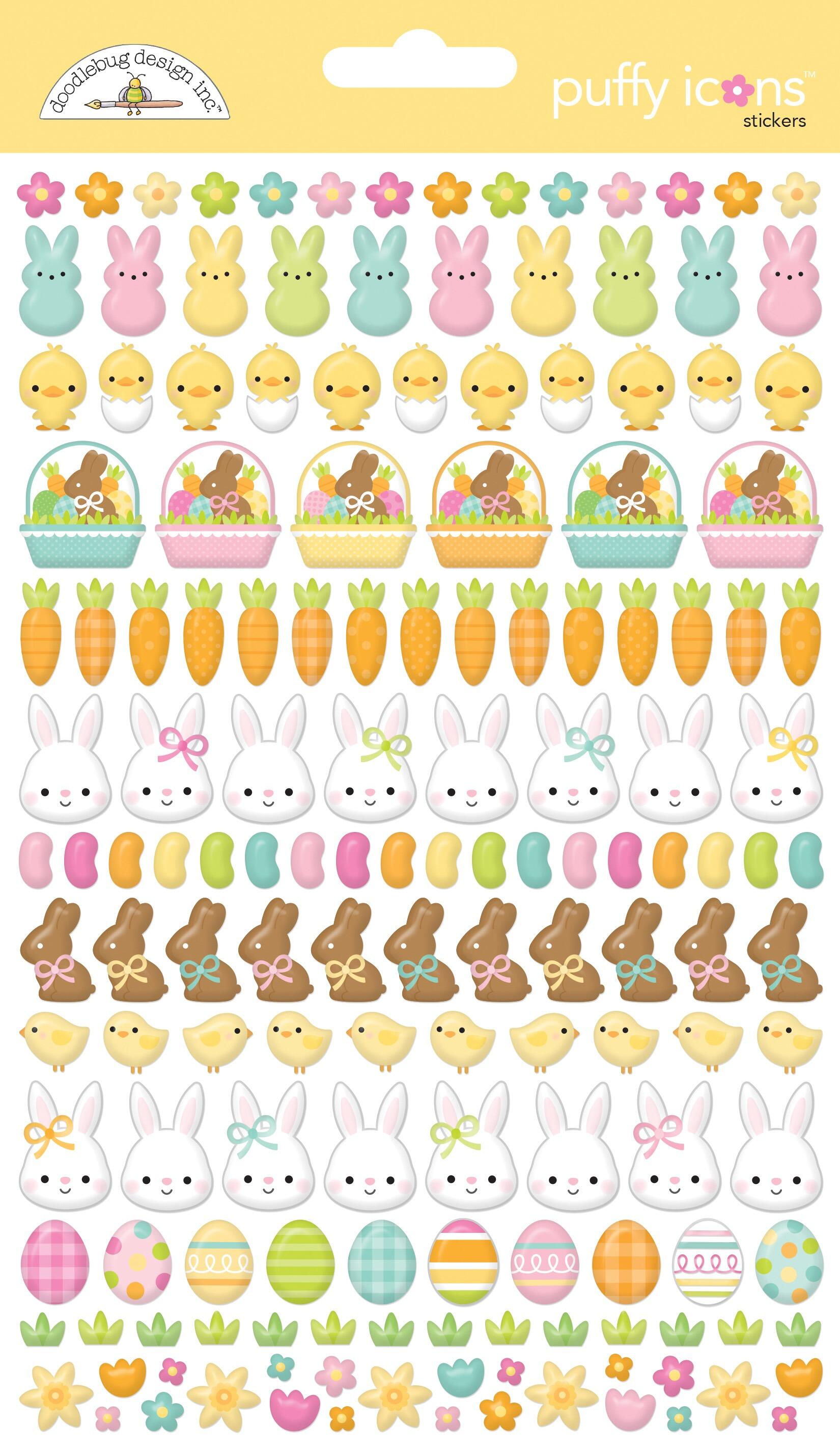 Doodlebug Bunny Hop - Puffy Icon Stickers