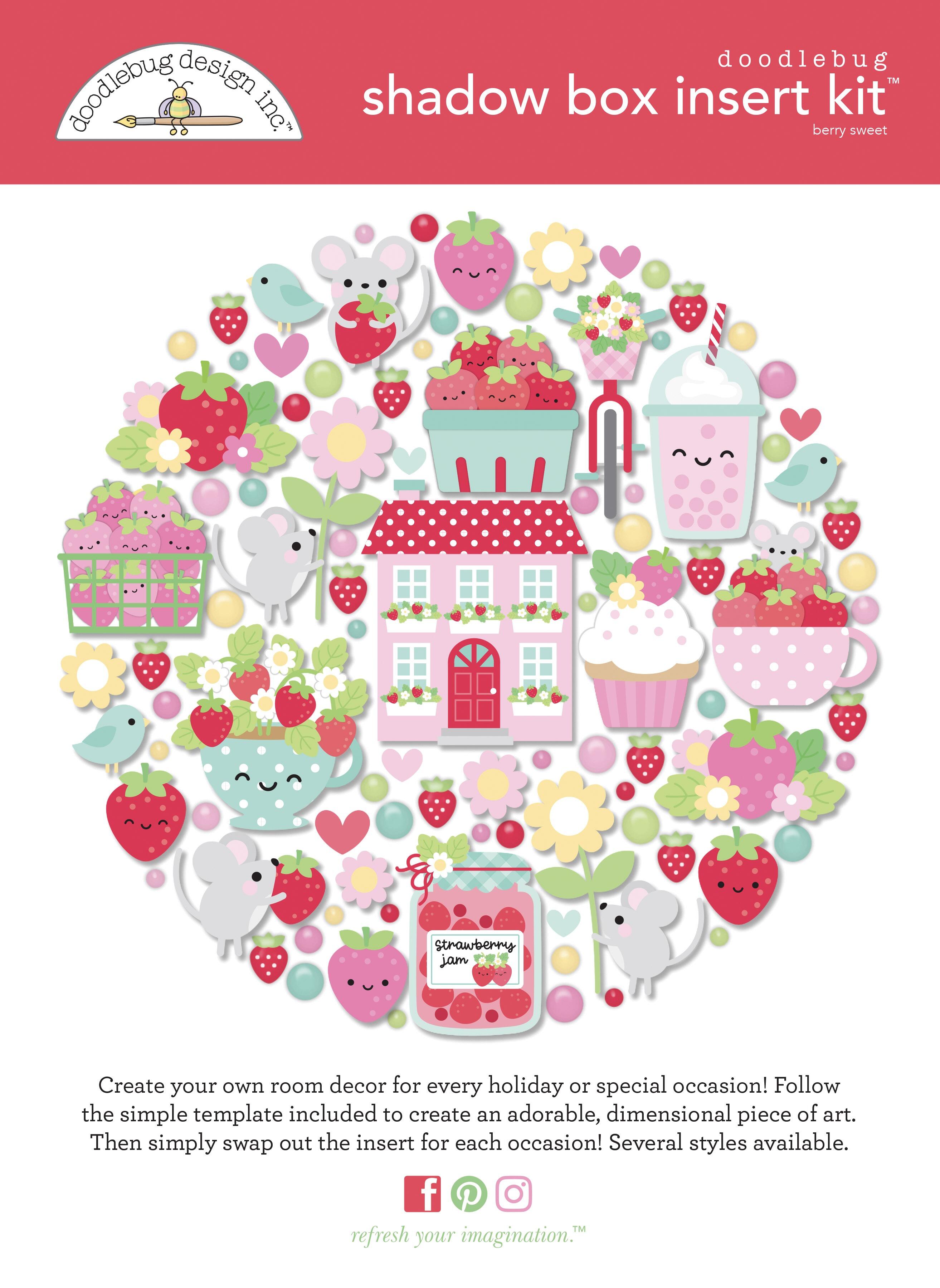 Doodlebug Design Shadow Box Insert Kit - Berry Sweet Shadowbox