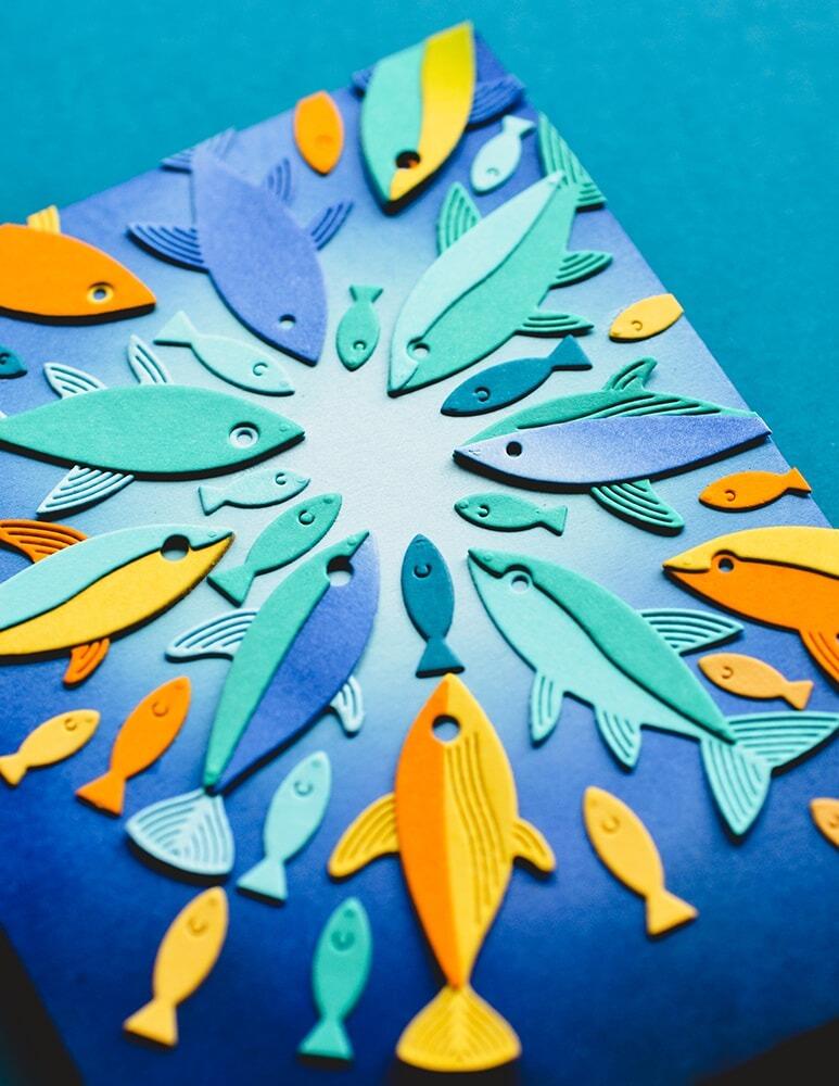 Birch Press Design - 57623 Block Print Pond Fish craft die
