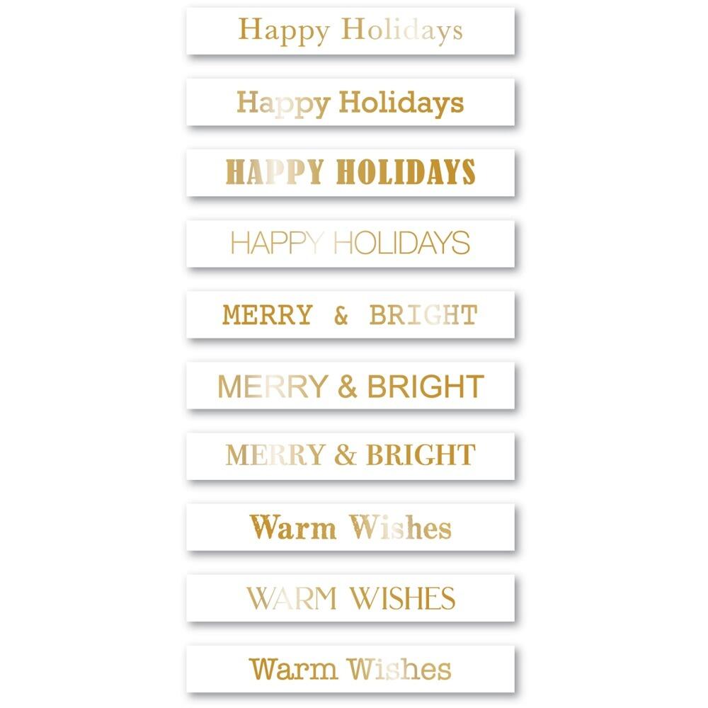 Memory Box - ST018 Holiday Wishes Foil Greetings White Tabs