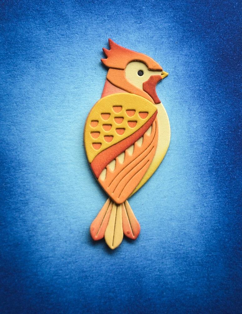 Birch Press Design - 57583 Block Print Tufted Bird craft die