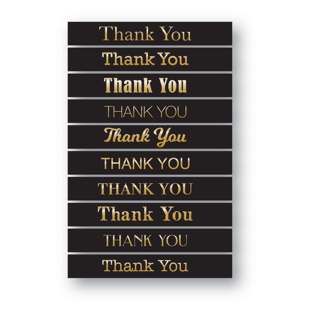 Memory Box - ST005 Thank You Foil Greetings Black Tabs