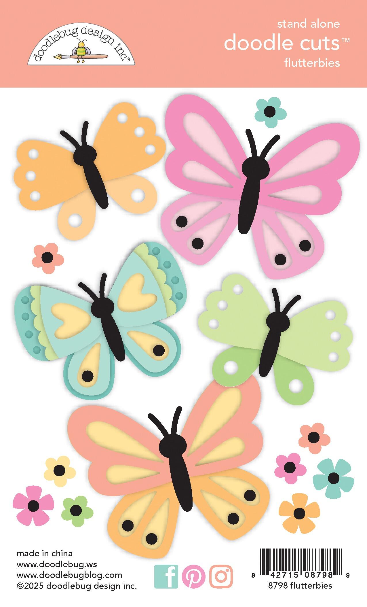Doodlebug Doodle Cuts - Flutterbies craft die set