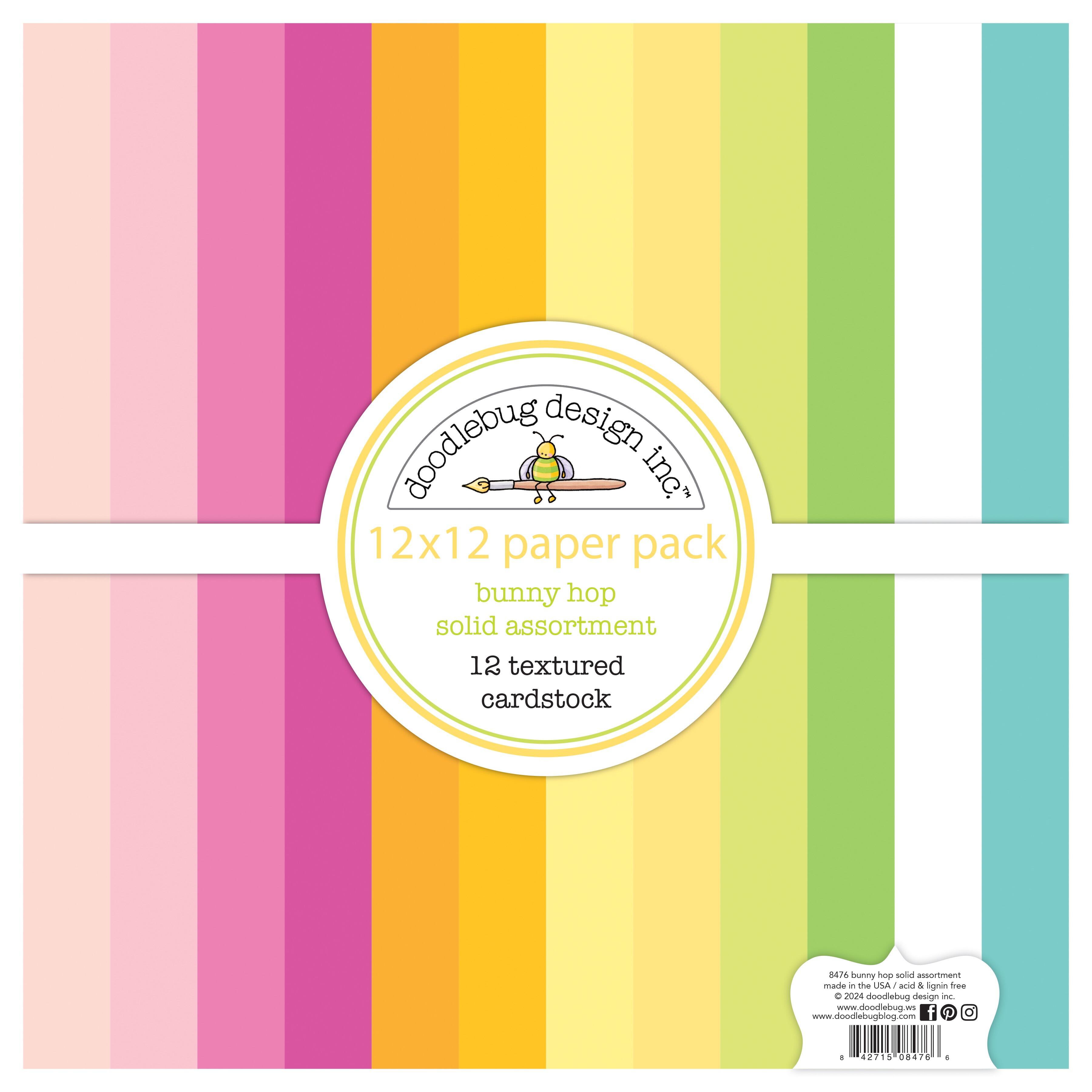 Doodlebug 12x12 Paper Pack - Textured Cardstock Assortment - Bunny Hop ...