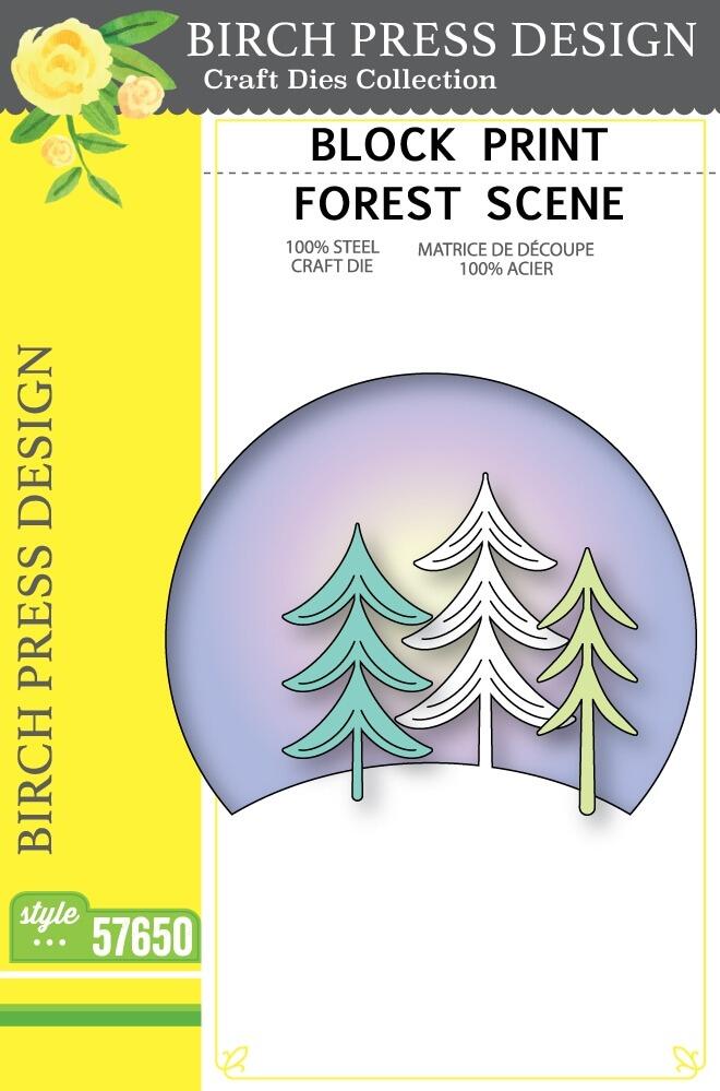 Birch Press Design - 57650 Block Print Forest Scene craft die