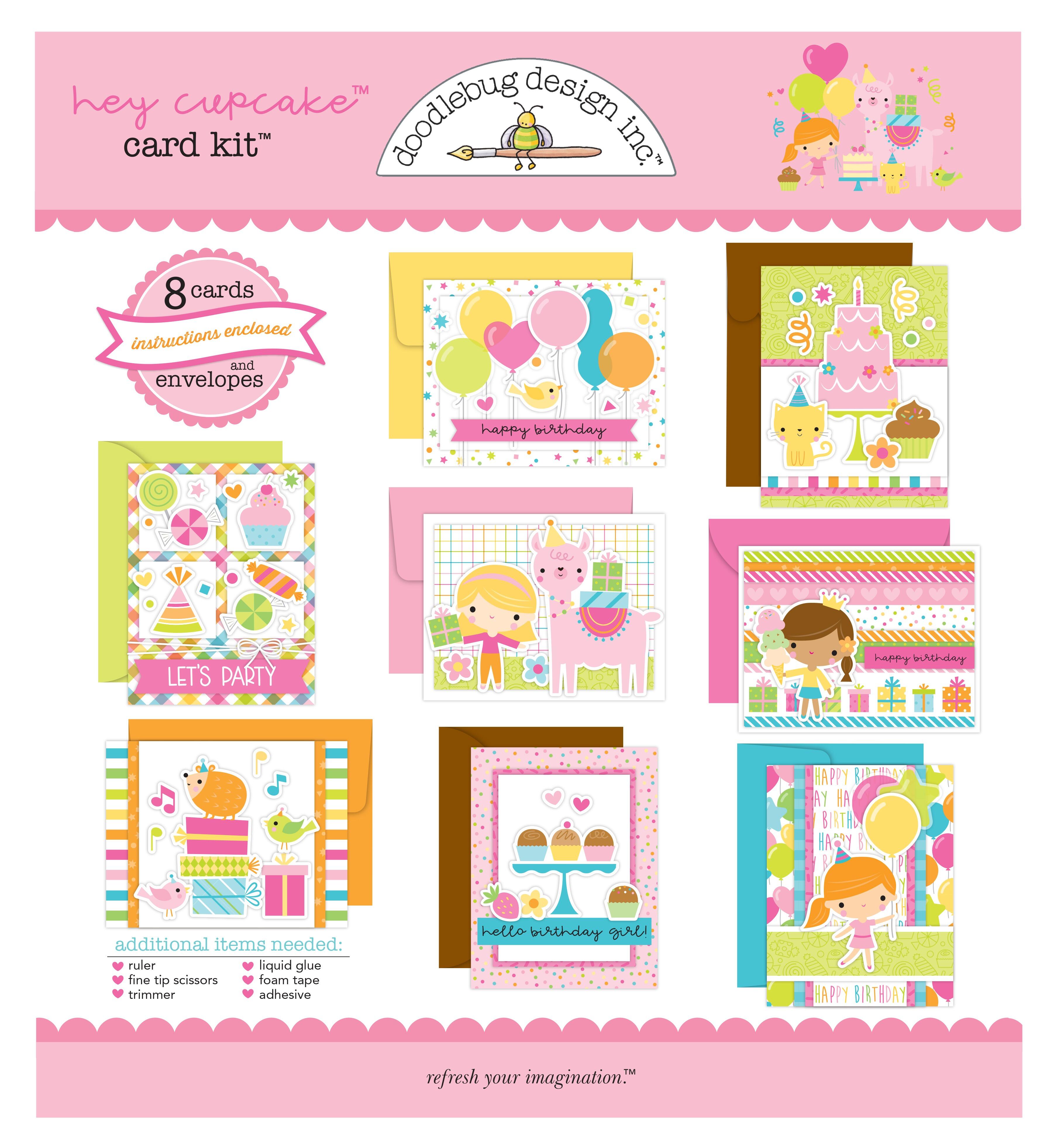 Doodlebug Hey Cupcake Card Kit - makes 8 cards, envelopes included