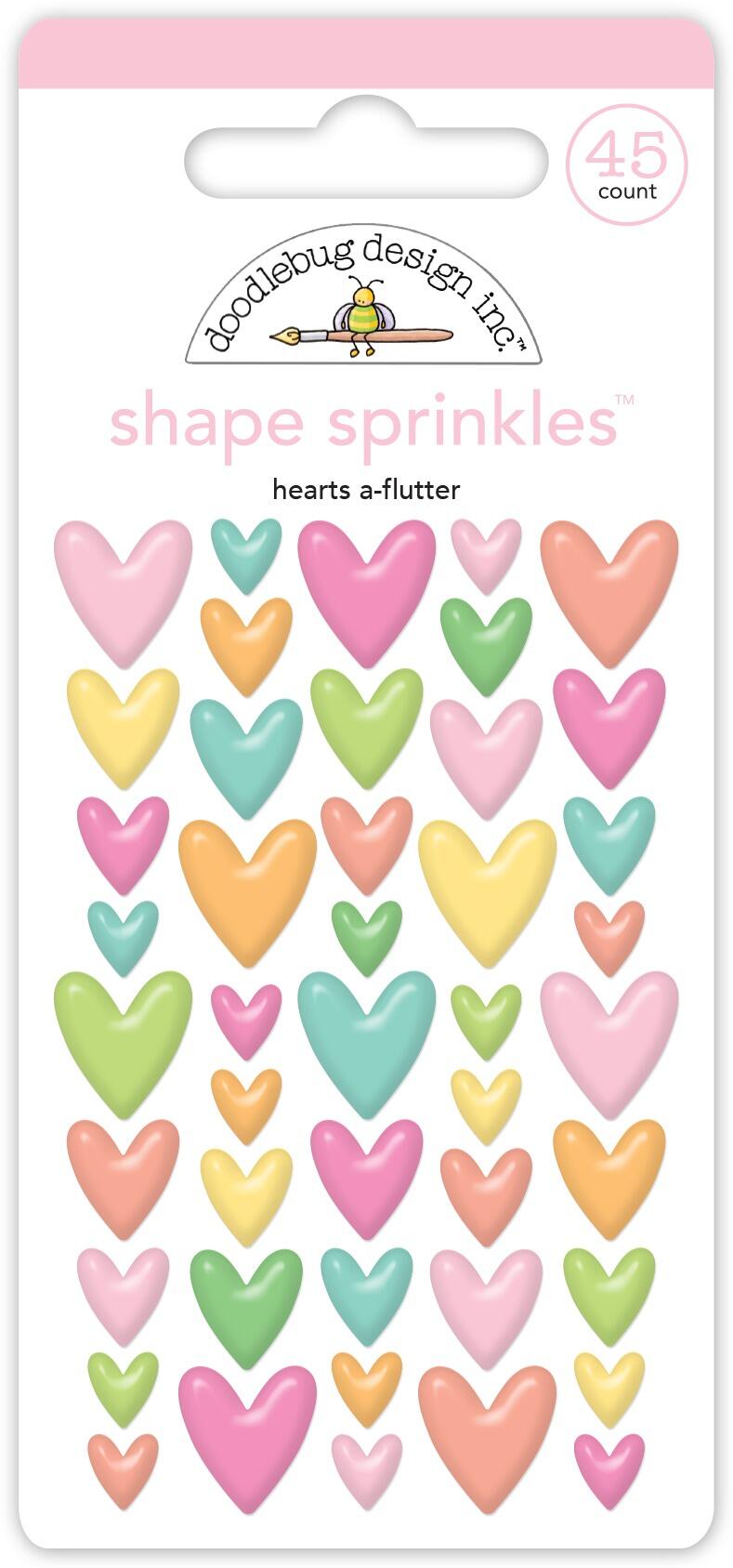 Doodlebug Shape Sprinkles - Hearts A-Flutter