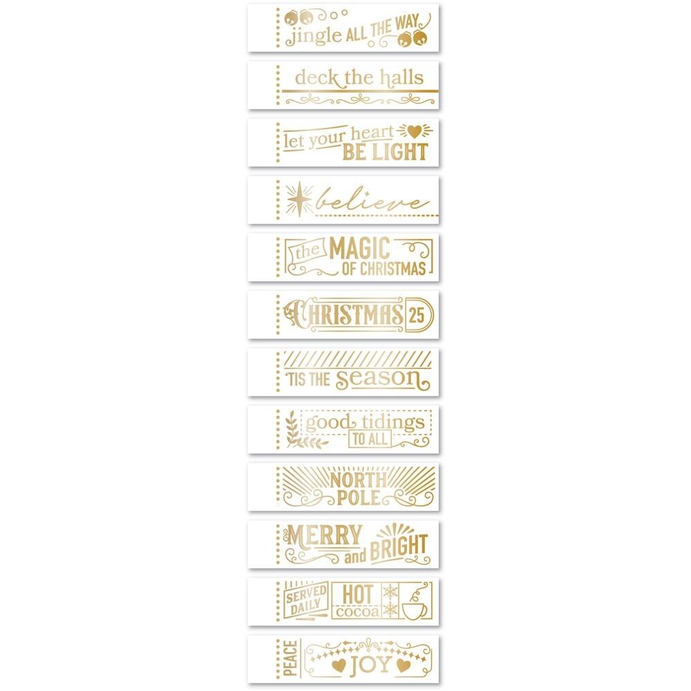 Memory Box - ST036 Christmas Magic Labels White Foil Tabs