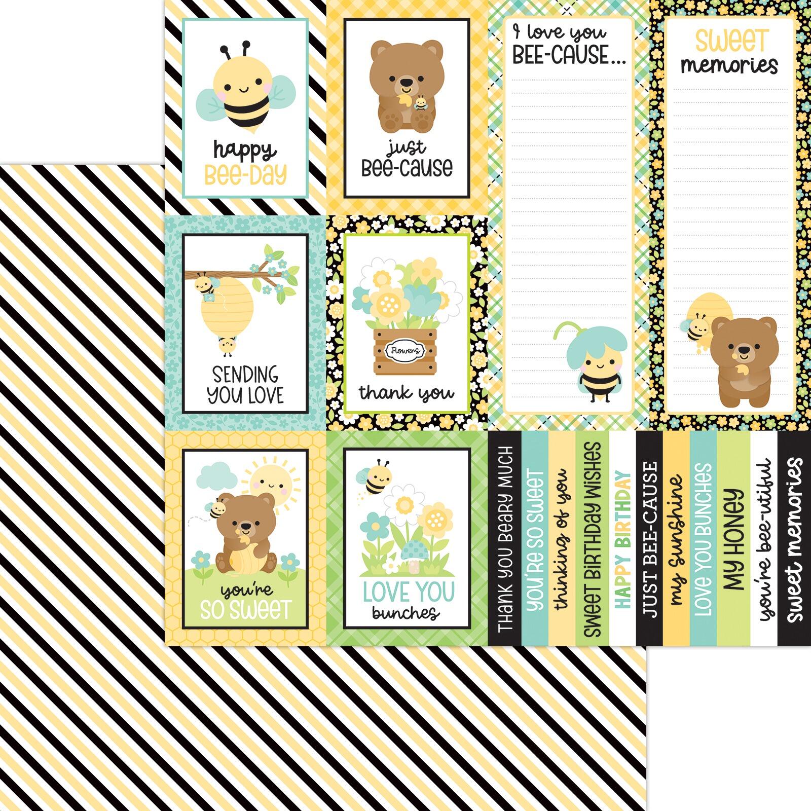 Doodlebug Bee Happy 12x12 Designer Paper - Bee Line