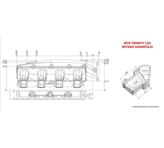 BTR TRA-3-BLK-P105-V2 Trinity Intake Manifold For Square Port Engines ...