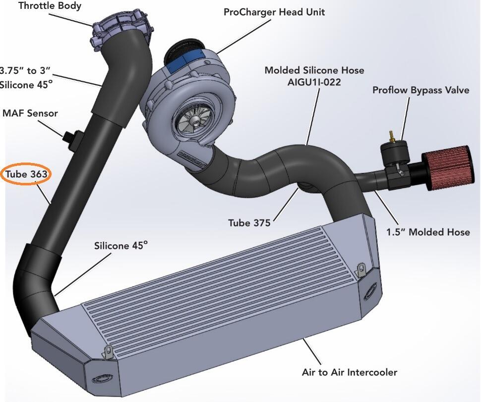 ATI AIGU1I-010 363 TUBE - 16.25"L STRAIGHT 3" MAF -BLK