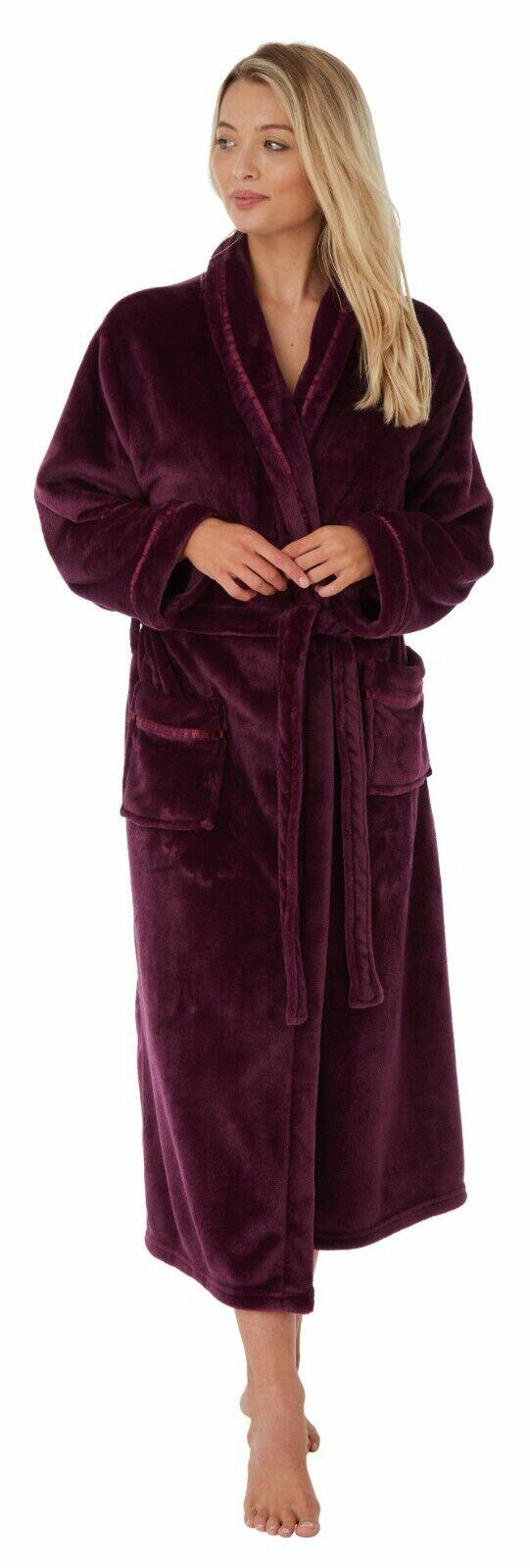 Indigo Sky Well Soft Fleece Dressing Gown/Robe Plum