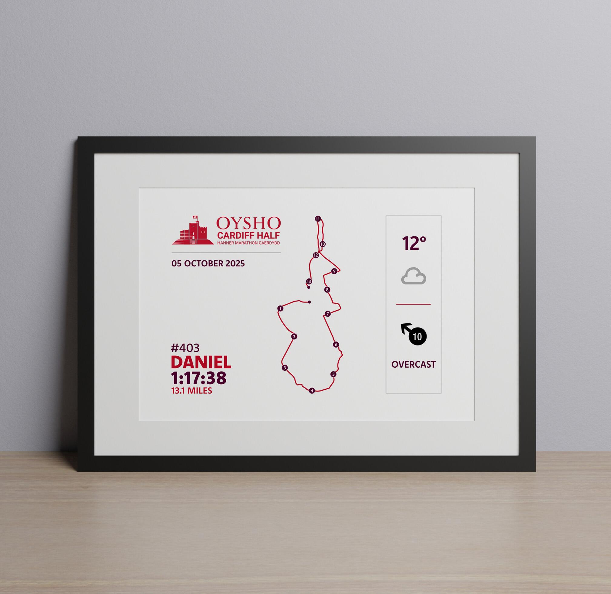 Cardiff Half Marathon Personalised Route Print - Digital Download