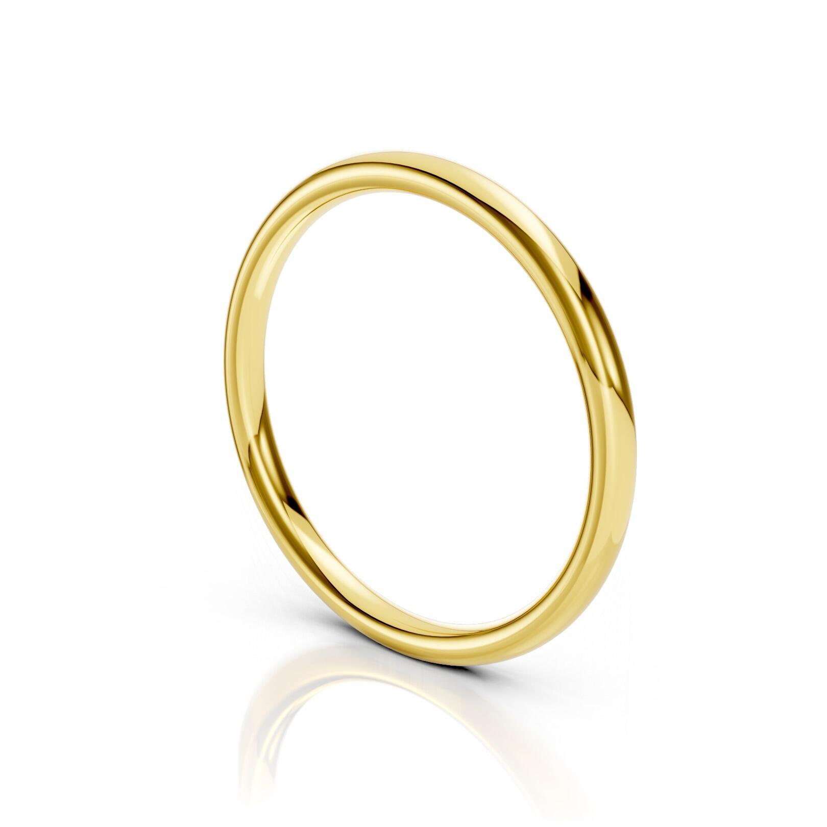 Ladies 2mm Medium Weight Traditional Court Wedding Band | Gold & Diamonds