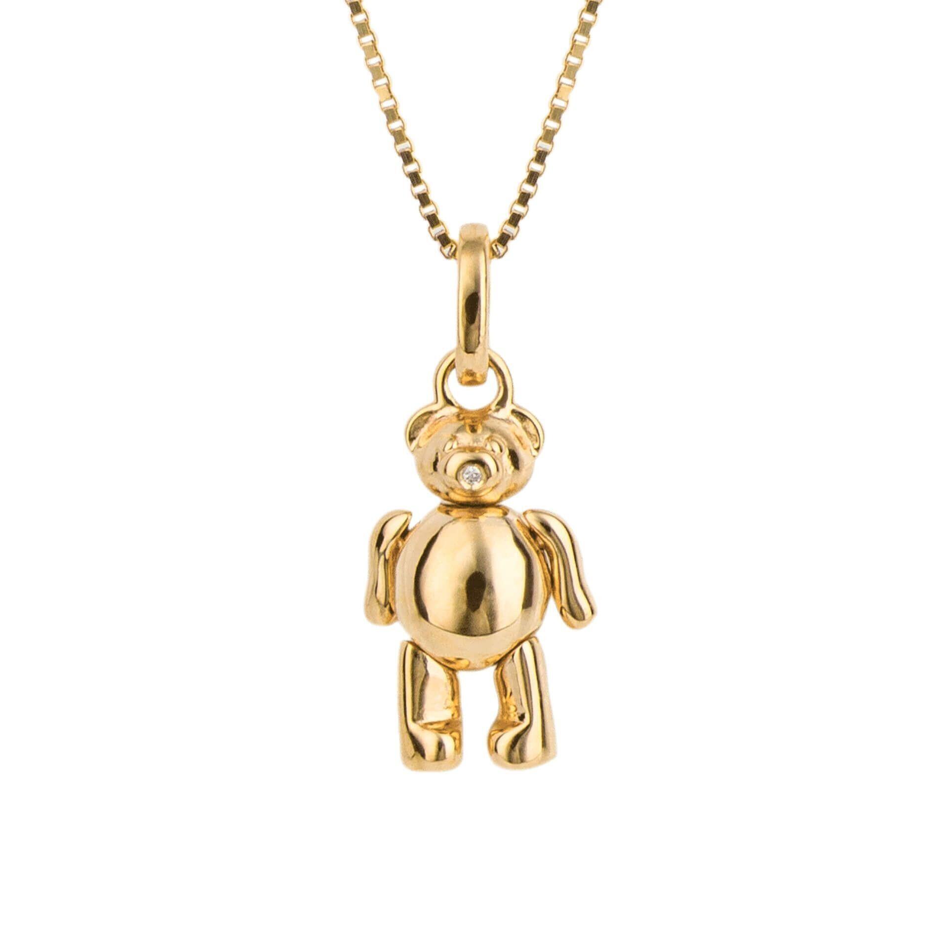 Moveable Teddy Bear Pendant with Diamond | Recycled Sterling Silver ...