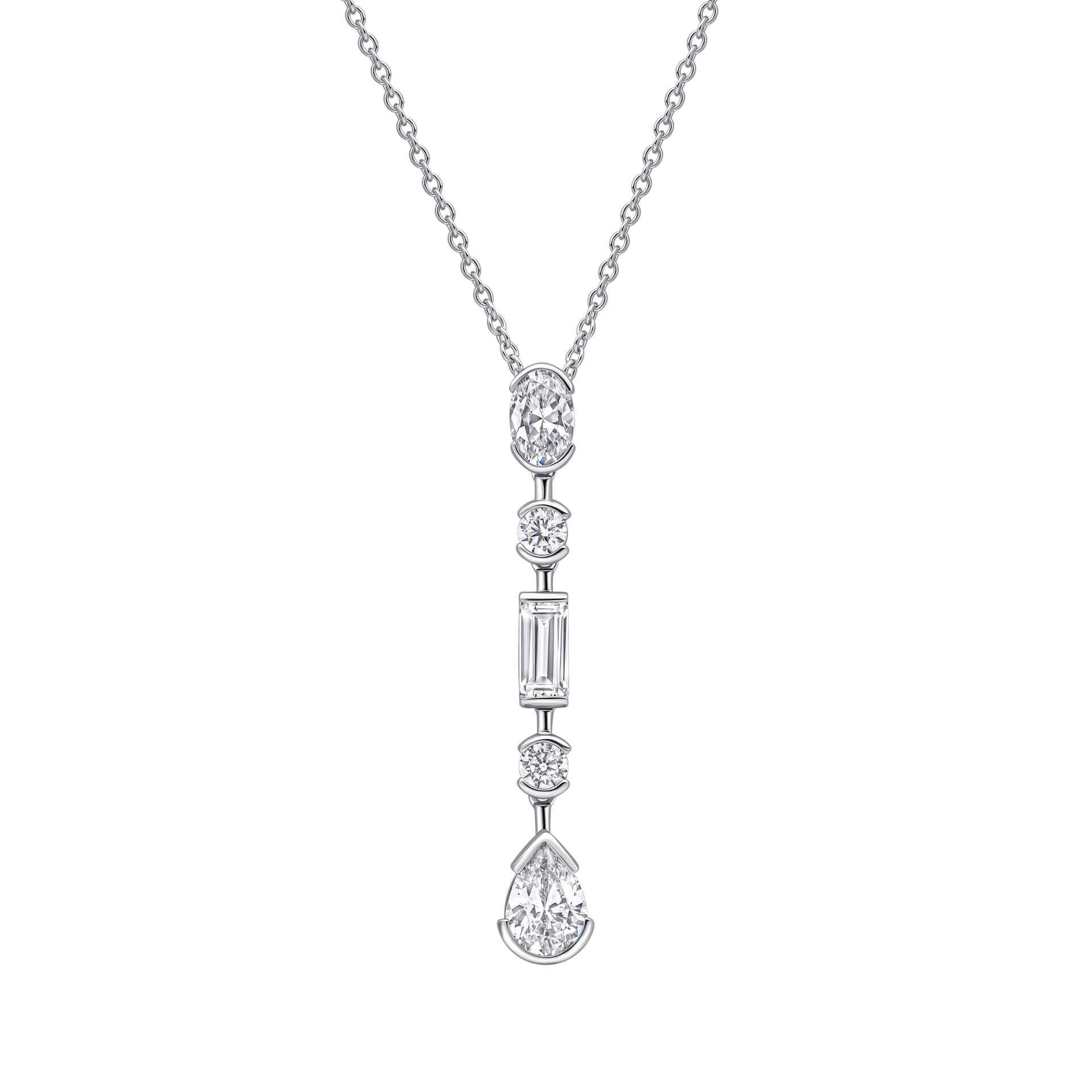 Diamonfire® Linear Zirconia Pendant – Triple Plated Sterling Silver ...