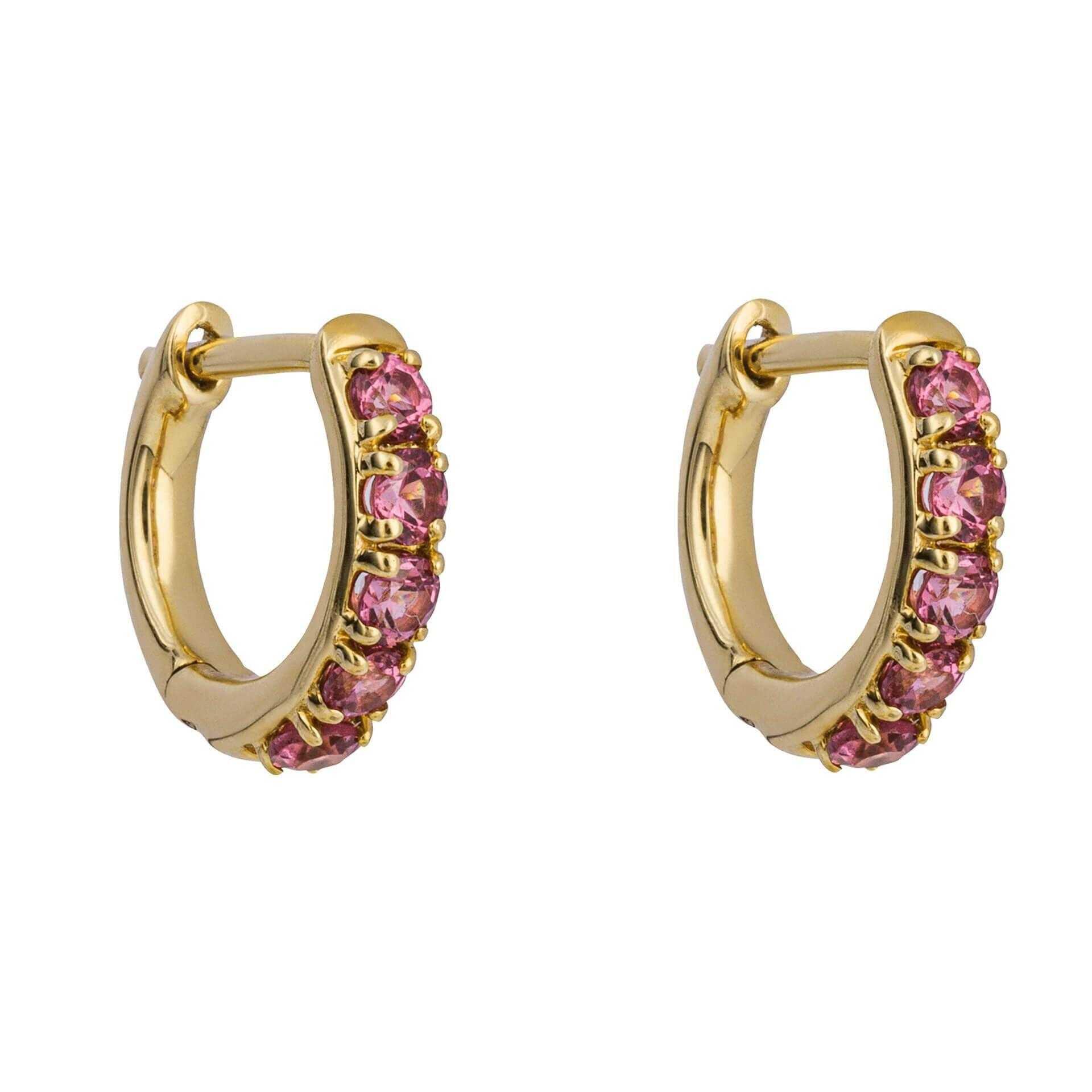 9ct Gold Semi-Precious Gemstone Hoop Earrings