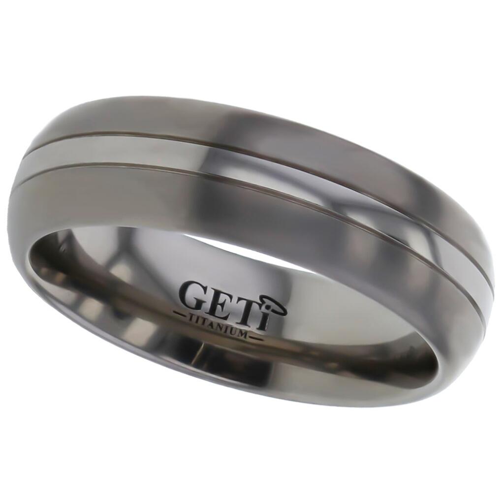 Titanium Court Wedding Band – Satin & Central Polished Stripe | Gold ...