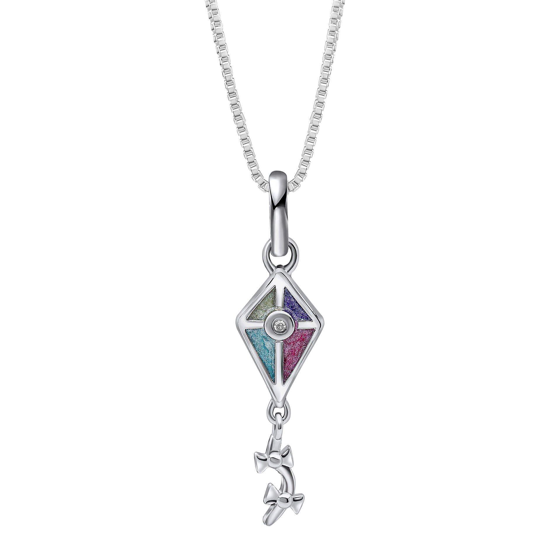 Kite Pendant with Diamond | Recycled Sterling Silver & Enamel | Kids ...