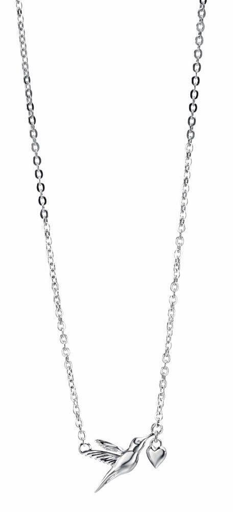 Sterling Silver Hummingbird Heart Necklace
