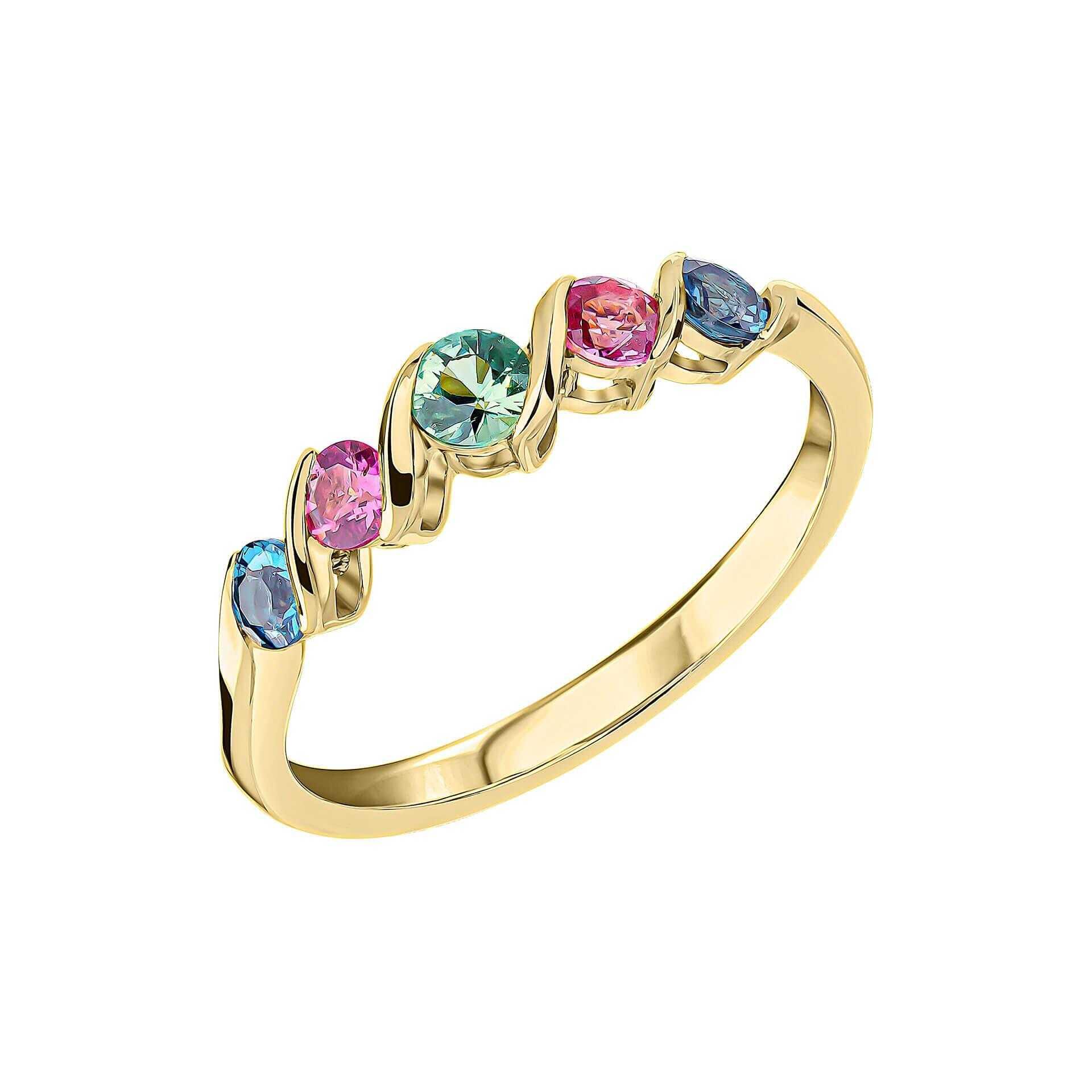 9ct Yellow Gold Amalfi 3 Color Gemstone Ring
