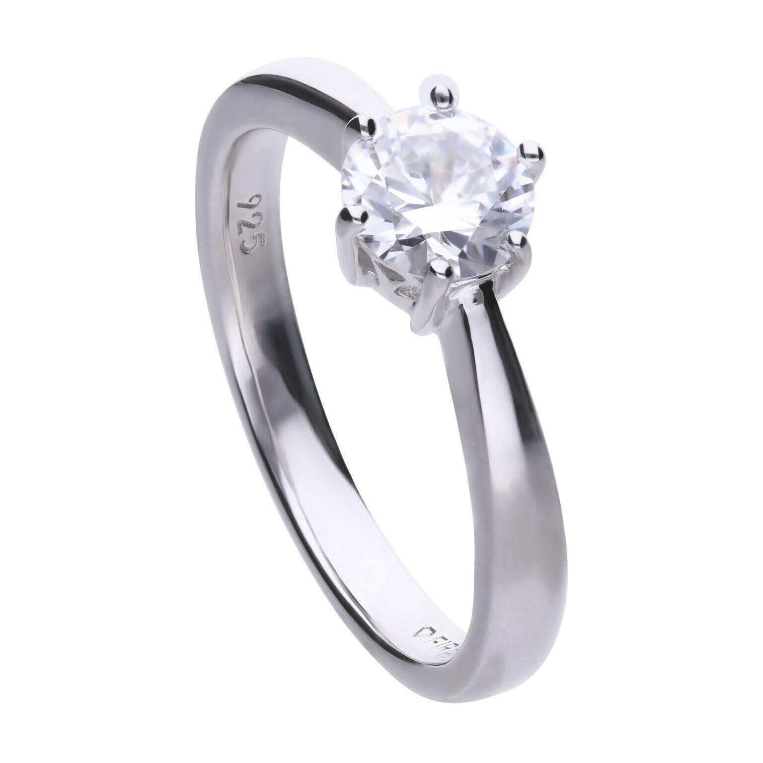 Diamonfire® 1.00ct Solitaire 6 Claw Ring – Sterling Silver, Triple ...