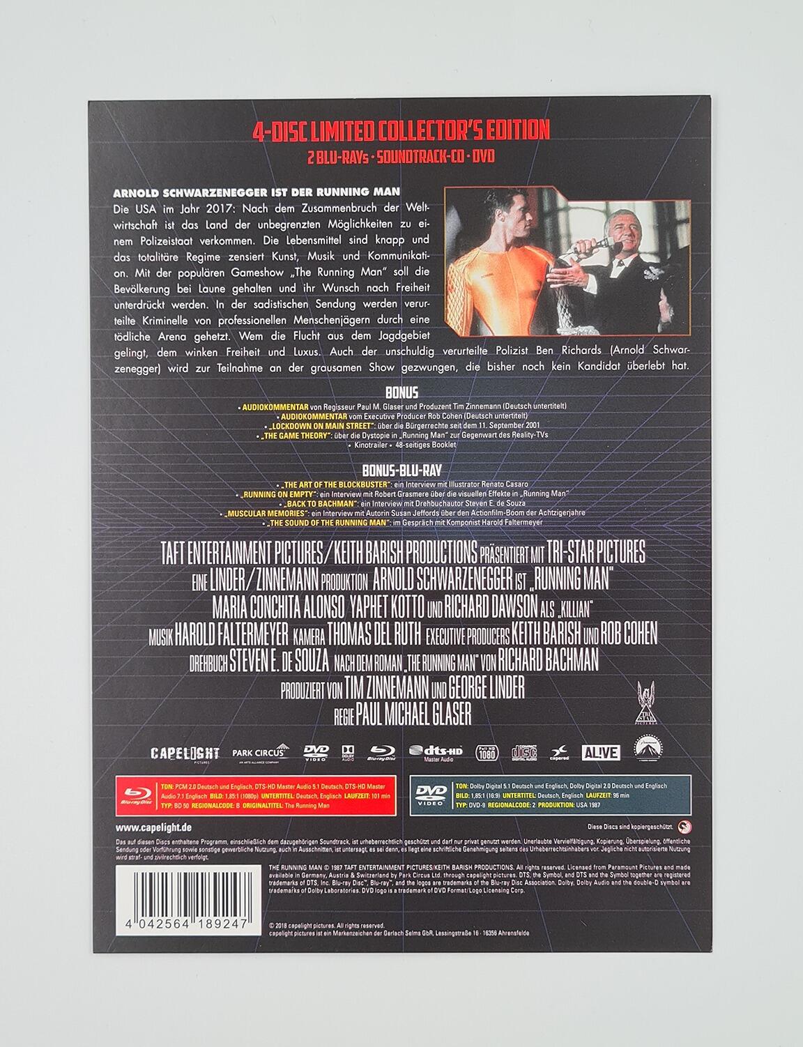 The Running Man - Mediabook - Limited Edition - Blu-Ray + DVD Region B ...