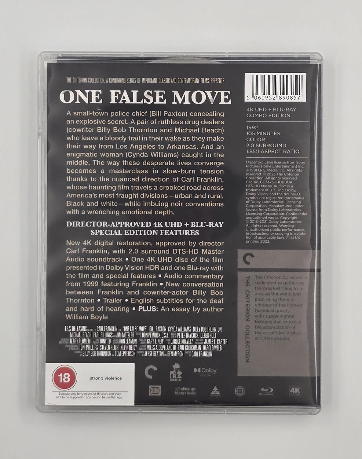 One False Move - 4K UHD (Region Free) + Blu-Ray (Region B) - [Pre-owned]