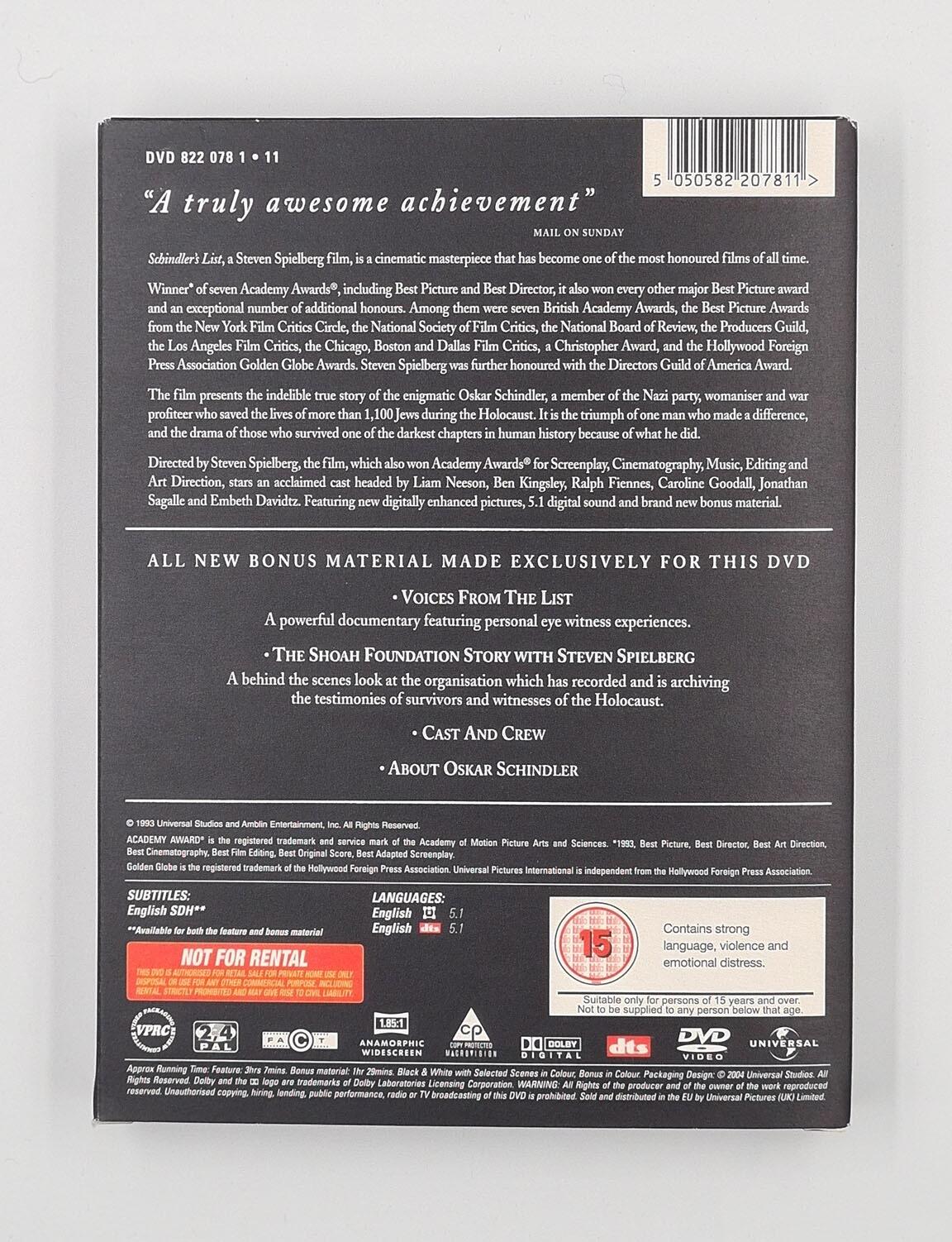 Schindlers List Dvd Cover Art YESASIA: Schindler's List (1993)