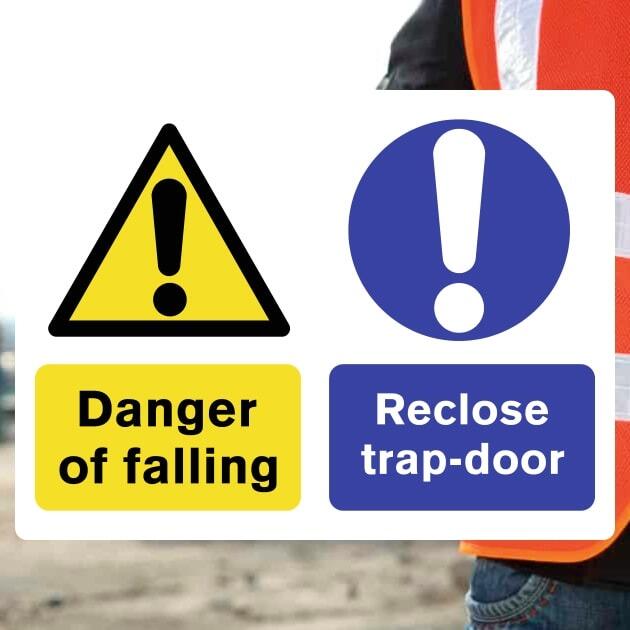 Danger Of Falling Reclose Trap-Door Hazard Sign | Safety Signs