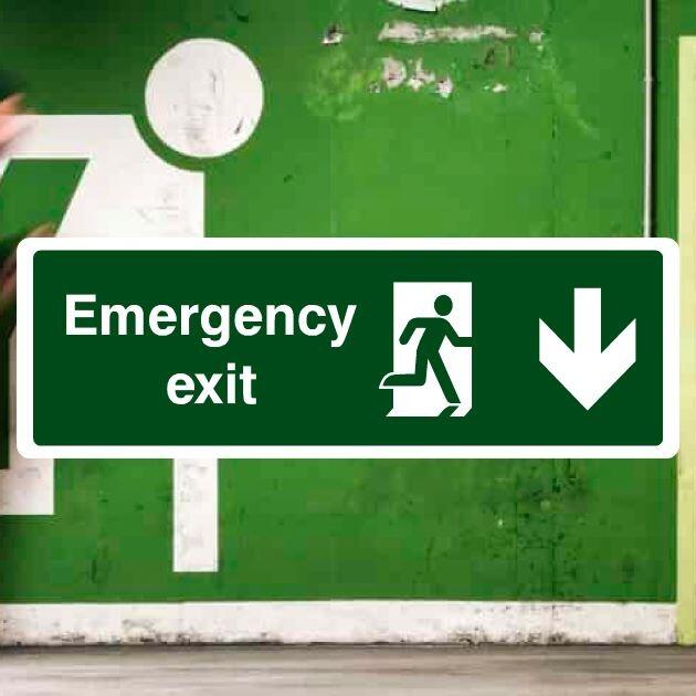 Emergency Exit Sign Down Arrow – Comply with HSE Regulations
